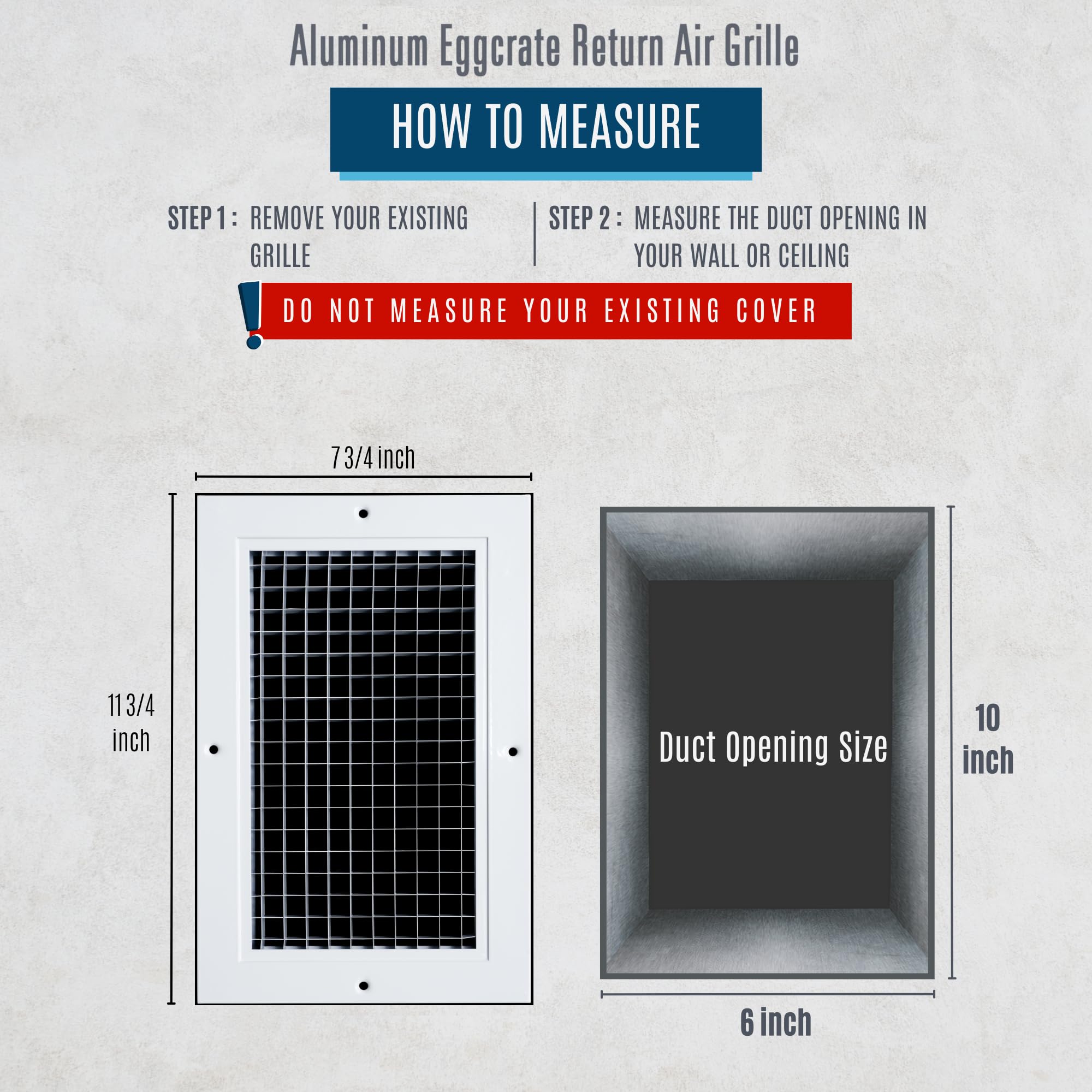 Snapklik.com : Fits 6x10 And 10x6 Duct Opening Aluminum Eggcrate Return ...