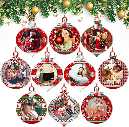 Yalikop 16 Pcs Christmas Photo Frame Ornaments Wooden Christmas Picture ...
