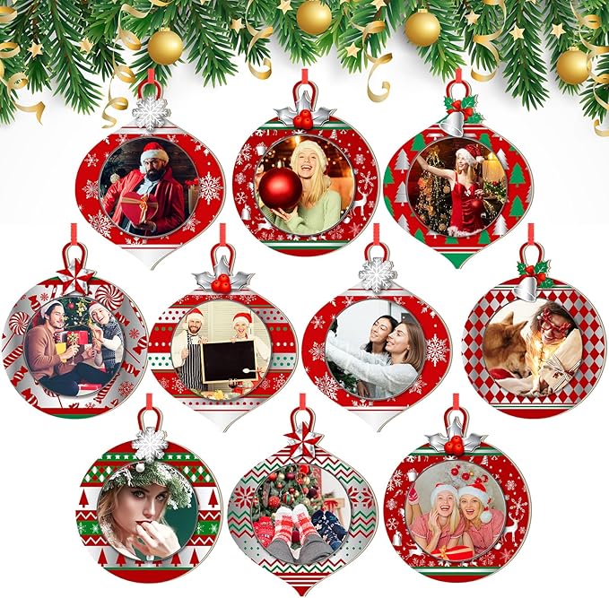 Amazon.com - Yalikop 16 Pcs Christmas Photo Frame Ornaments Wooden ...