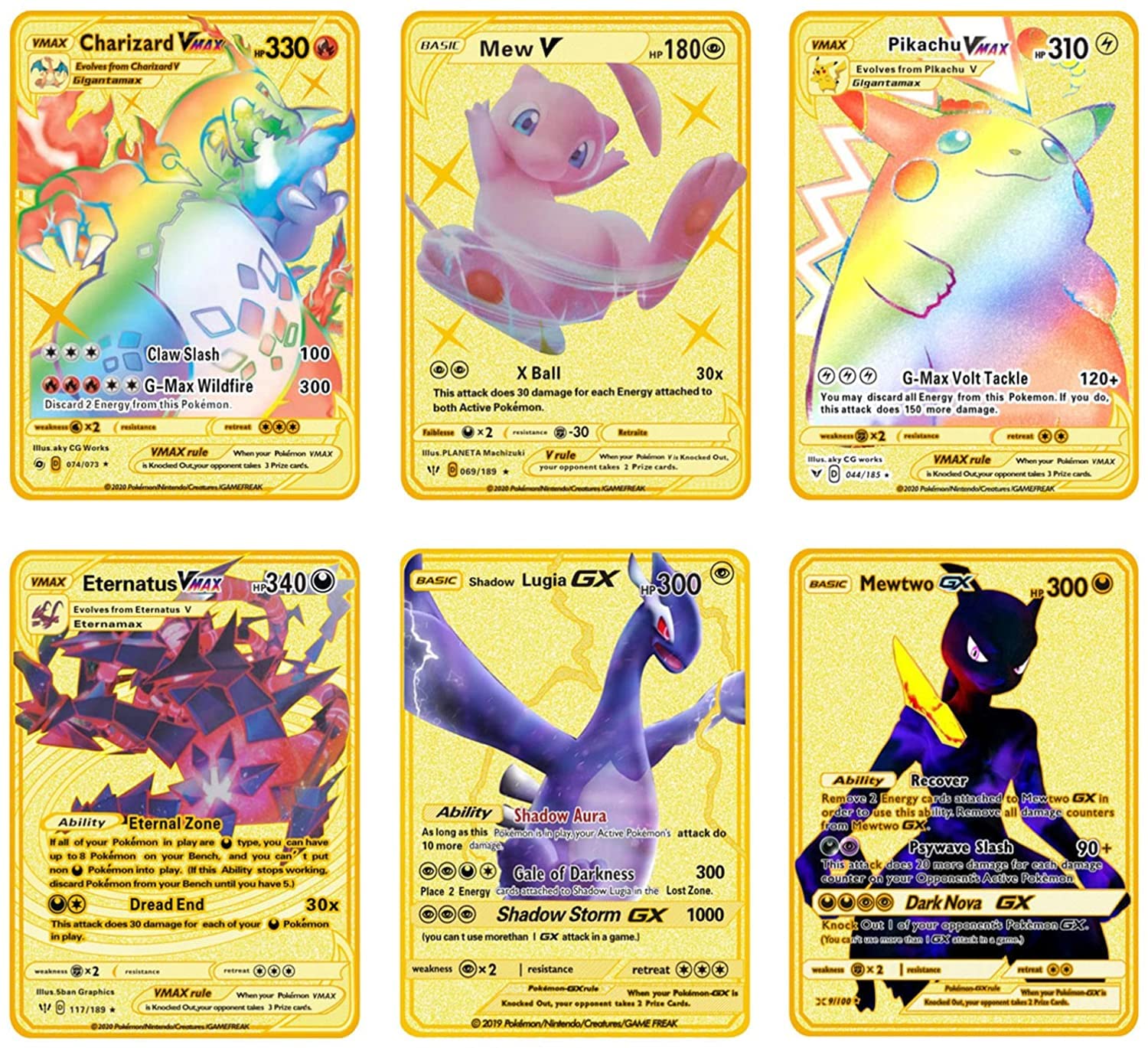 Buy 6 Pack Charizard Vmax Metal Gold Plated Card, Charizard Vmax Cards for DX GX Metal Gold ...