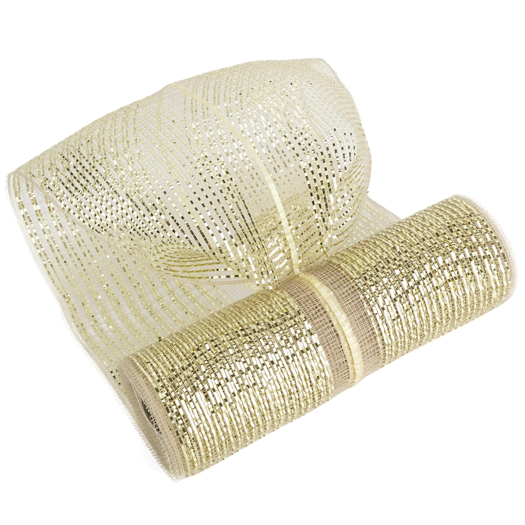 Amazon.com: MEEDEE Champagne Deco Mesh 10 Inch Deluxe Wide Foil ...