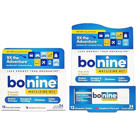 Amazon.com: Bonine Raspberry Chewable Tablets for Motion Sickness, 16 ...