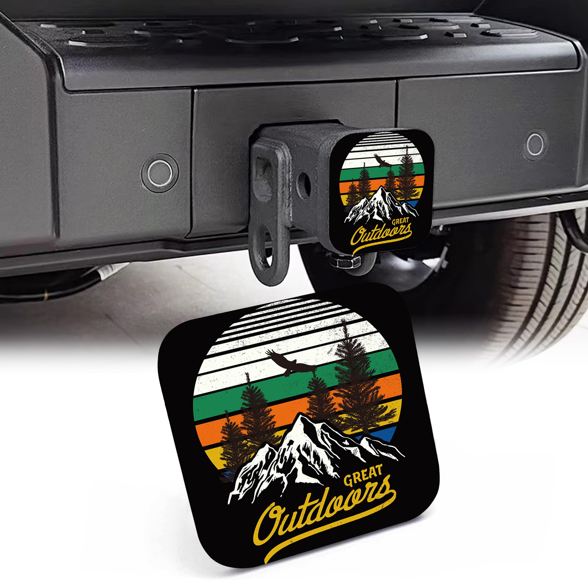 Amazon.com: NITAHHHY 2" Trailer Hitch Cover,Vintage Mountain Outdoor ...