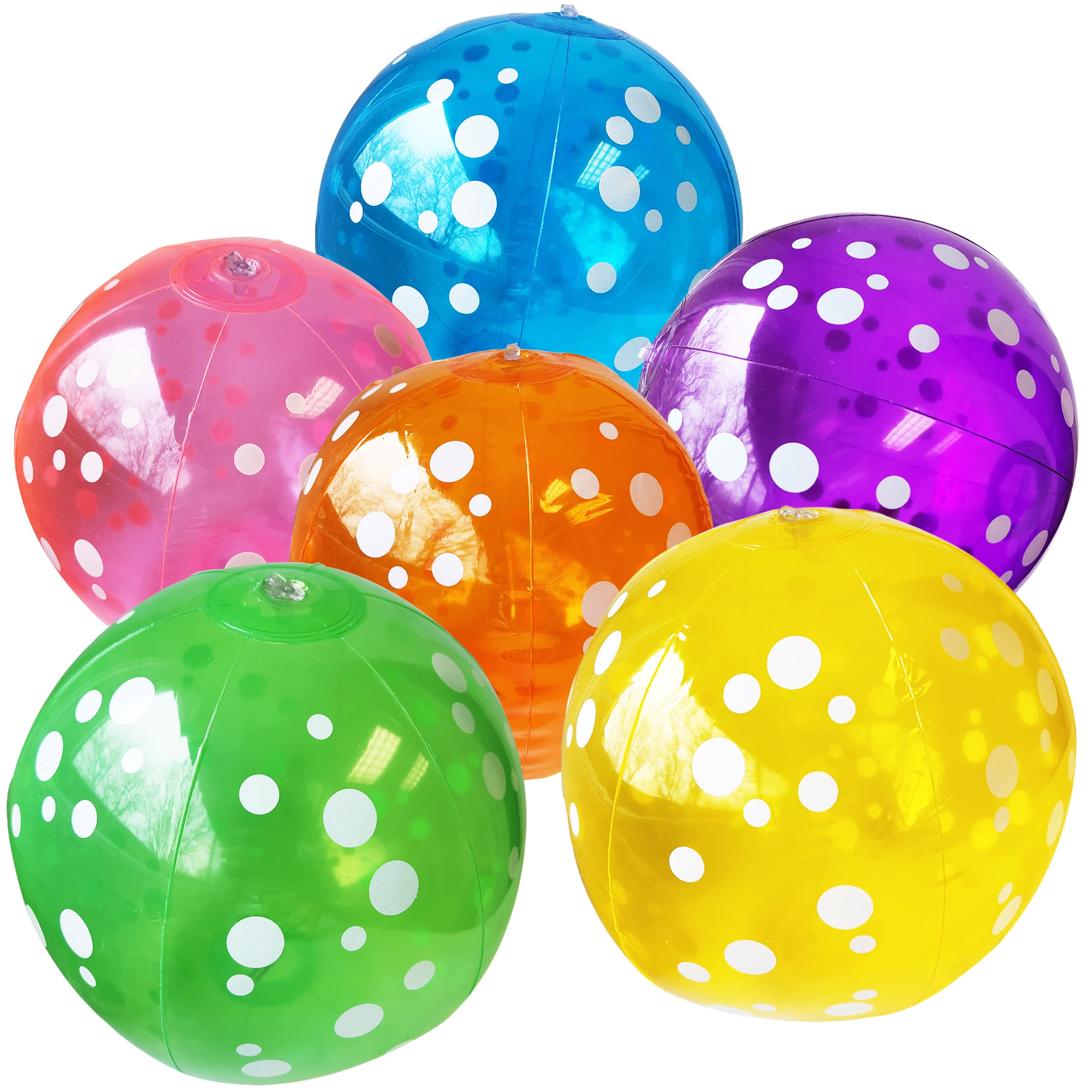 Buy Beach Balls for Kids Polka Dot Inflatable (6 Pack) in 6 Colors ...
