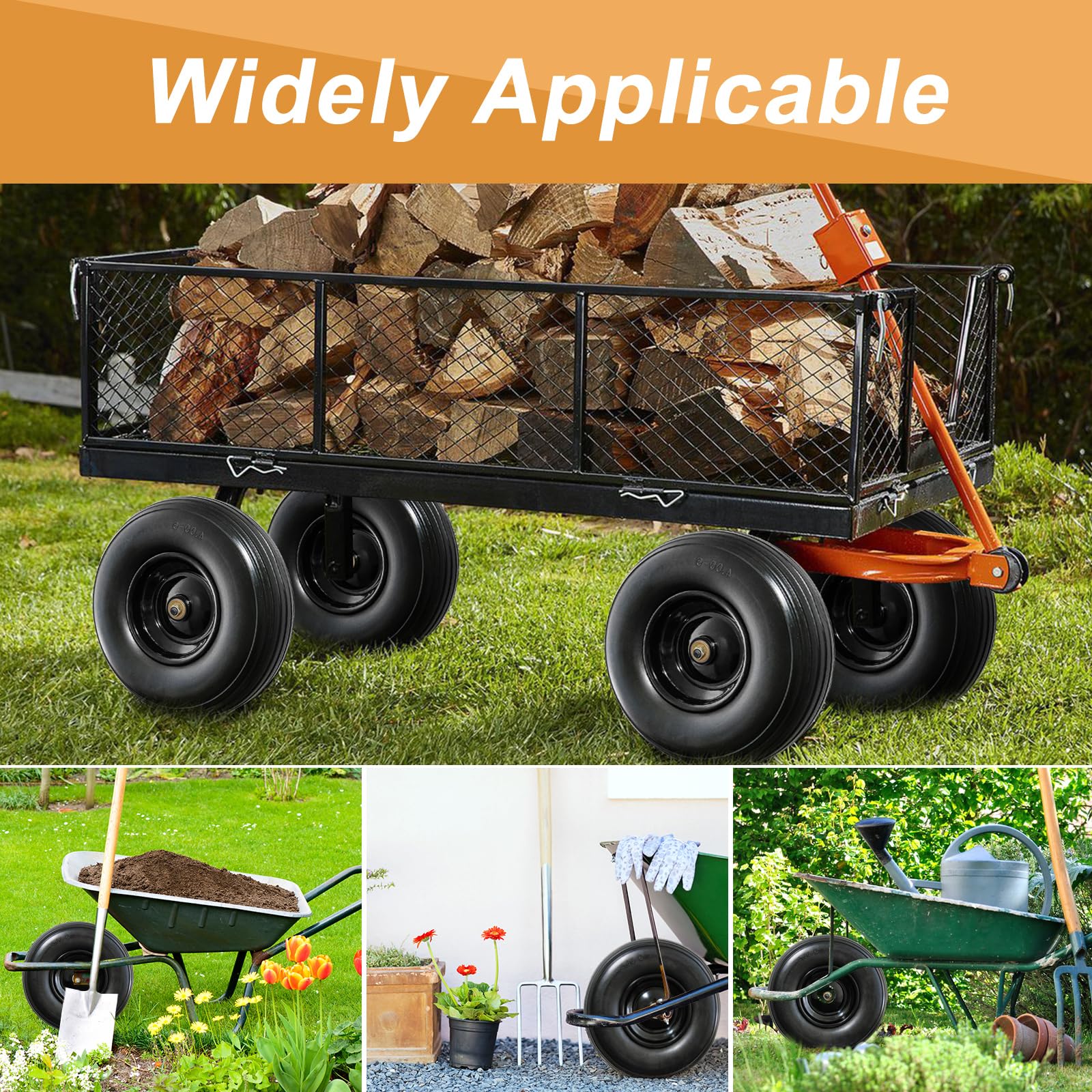 Snapklik.com : 4.00-6 Wheelbarrow Tire,13 Inch Wheelbarrow Wheel Flat ...
