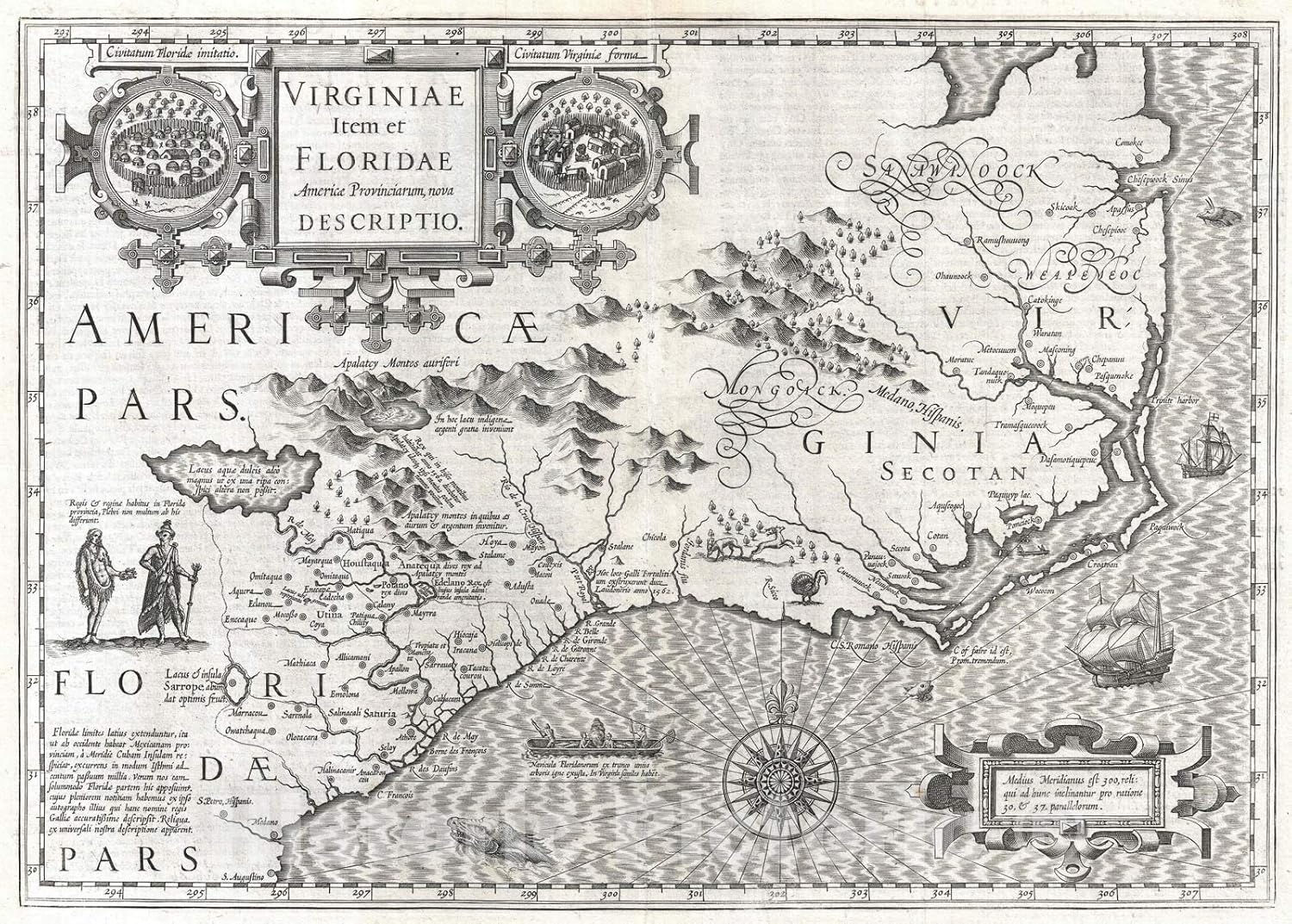 Amazon.com: Historic Map : Florida, Carolina, and Virginia, Mercator ...