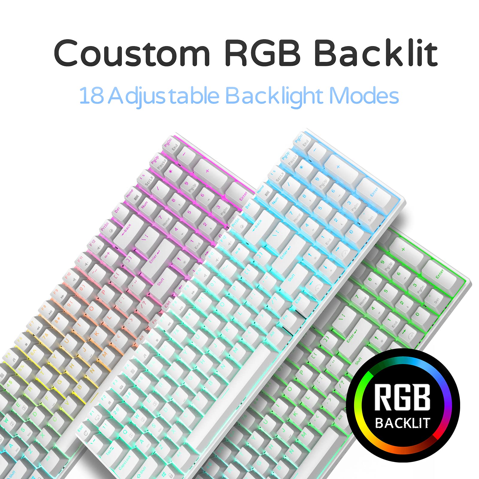 RK ROYAL KLUDGE RK100 2.4G Wireless/Bluetooth/Wired RGB Mechanical ...