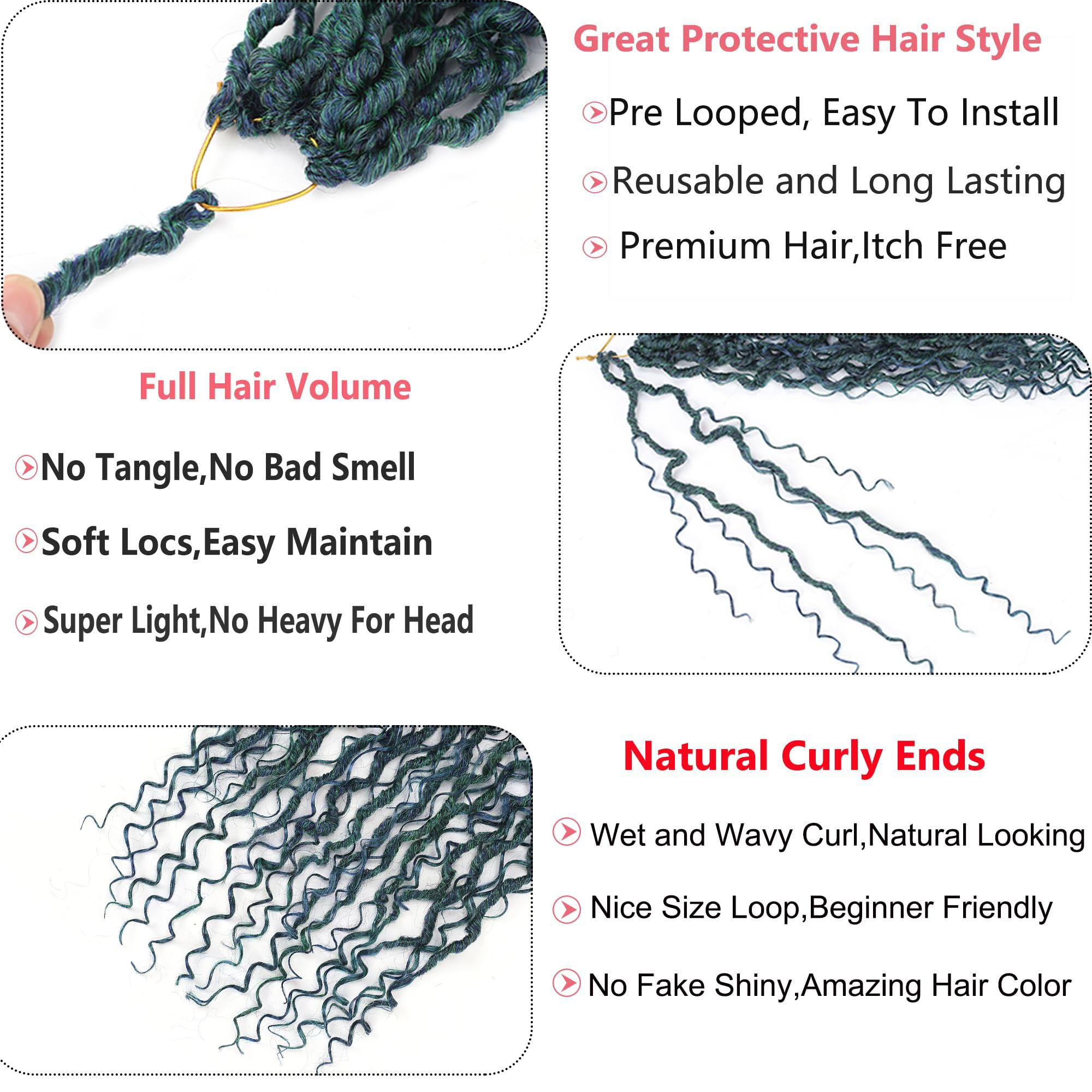 Snapklik.com : Goddess Locs Crochet Hair Blue&Green Mixed Color, 18 ...