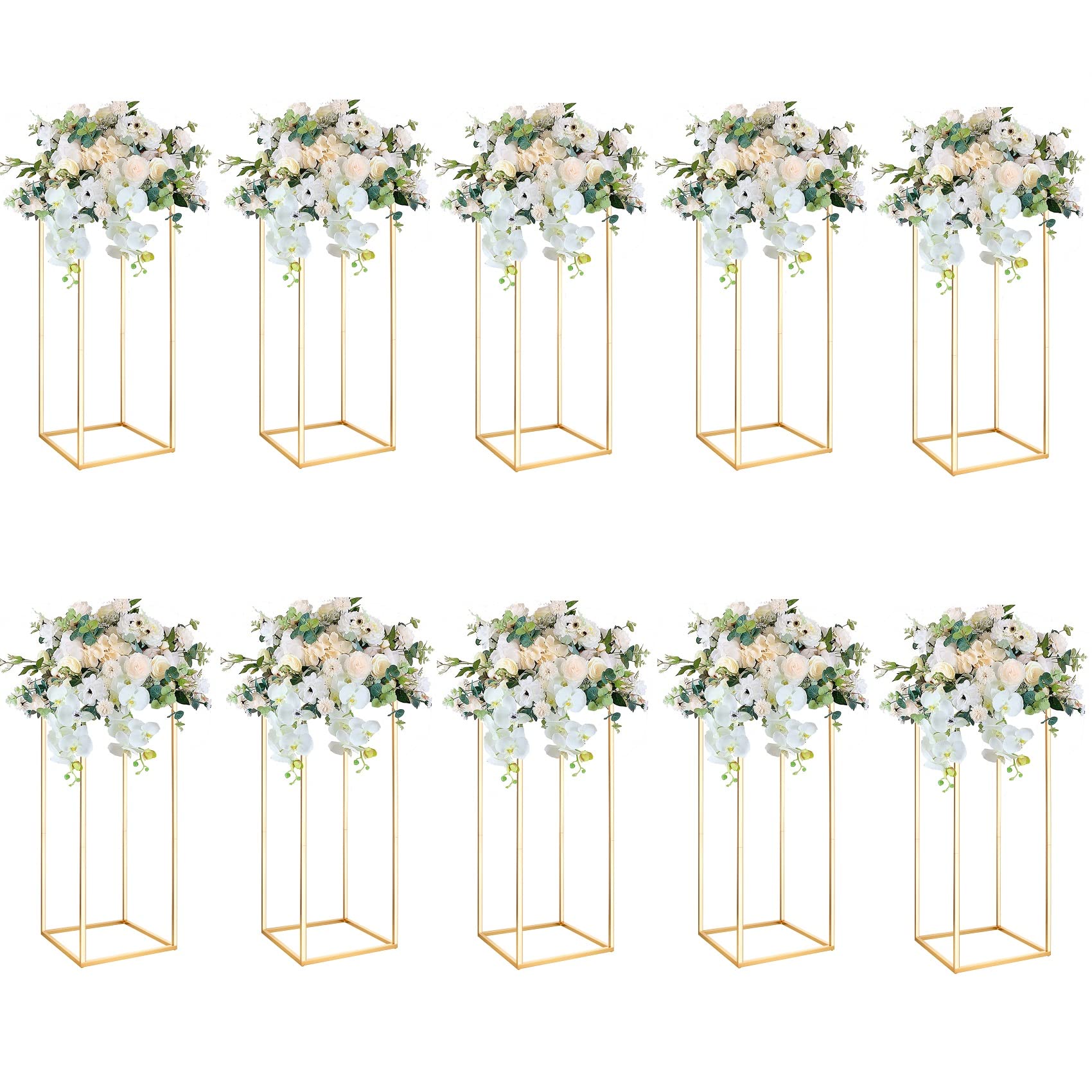 Bigsee 10pcs Gold Centerpieces for Table, 23.6in Tall Flower Stand ...