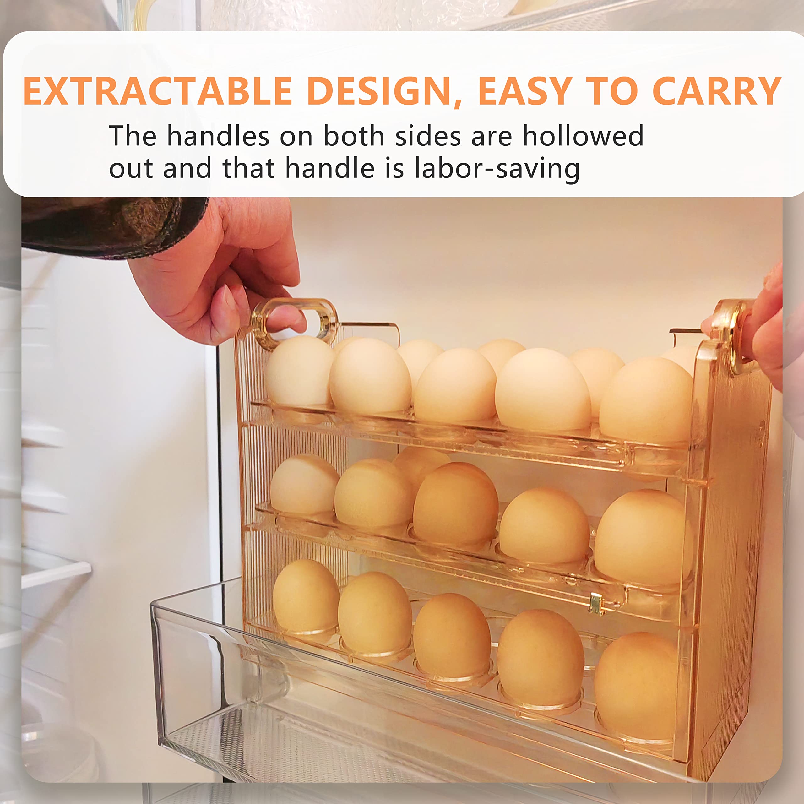 Egg Holder for Refrigerator, Flip Design 30 Eggs Organizer for ...