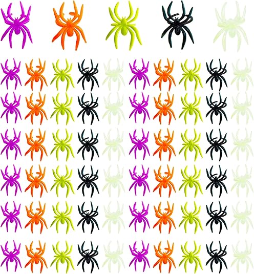 Amazon.com: Yoblink Spider Rings,5 Colors 100Pcs Plastic Halloween ...