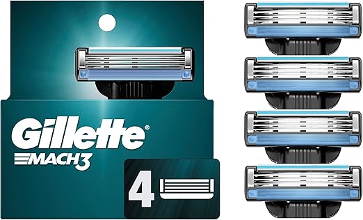 Gillette Mach 3 Men's Razor Blades, 4 Blade Refills, 4 Count : Amazon ...