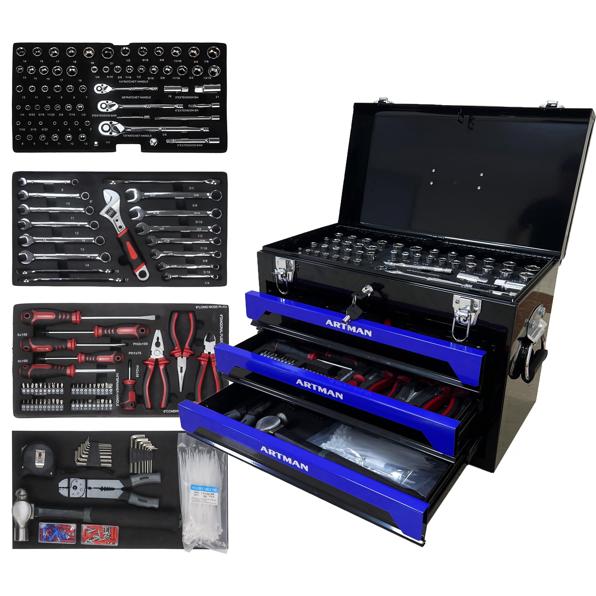 Campfun Tool Set 439pcs, Mechanic Tool Set for Home, Tool Box Set 4 ...