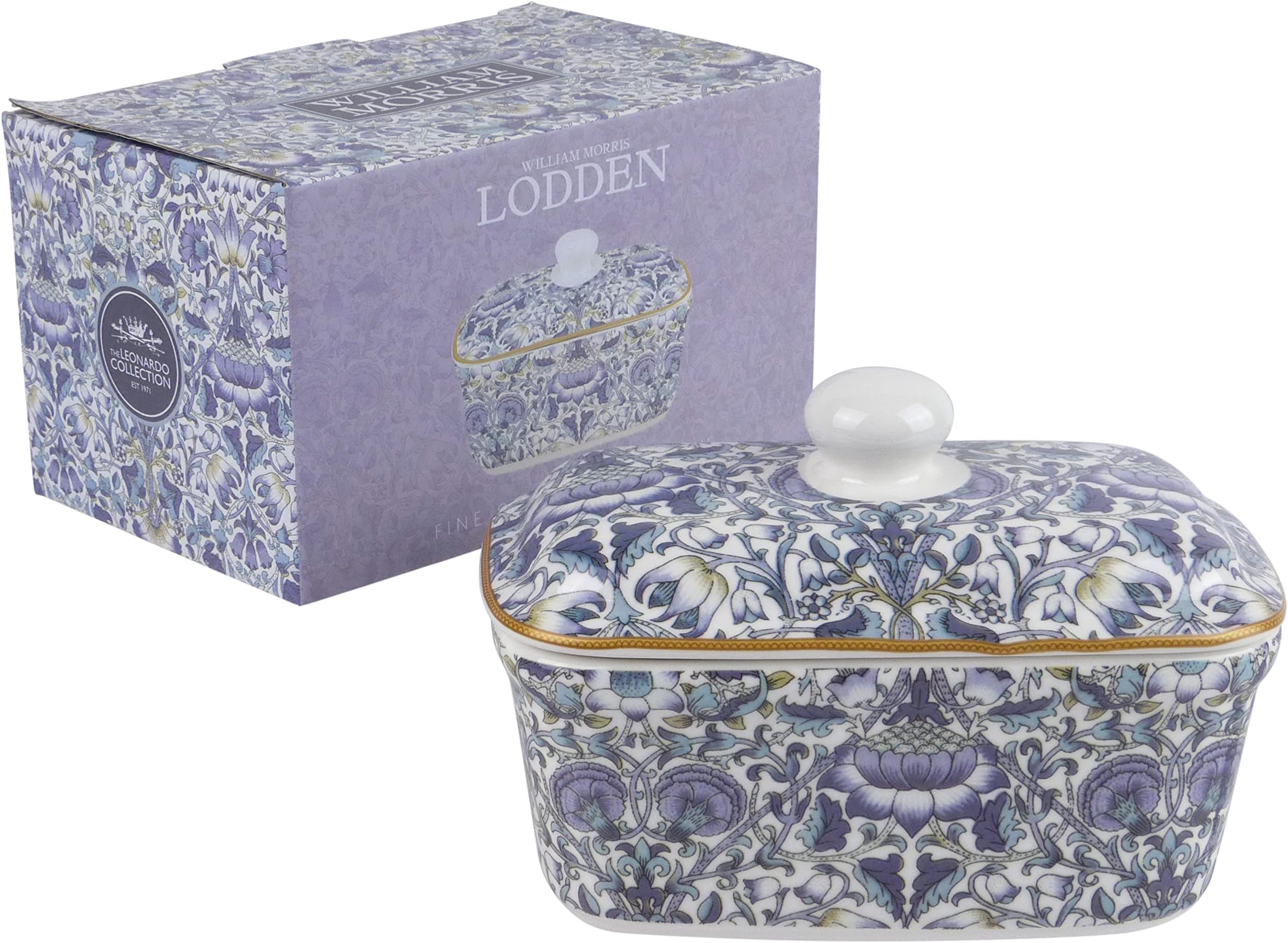 The Leonardo Collection Seaweed Acanthus Fine China Ceramic Butter Dish ...