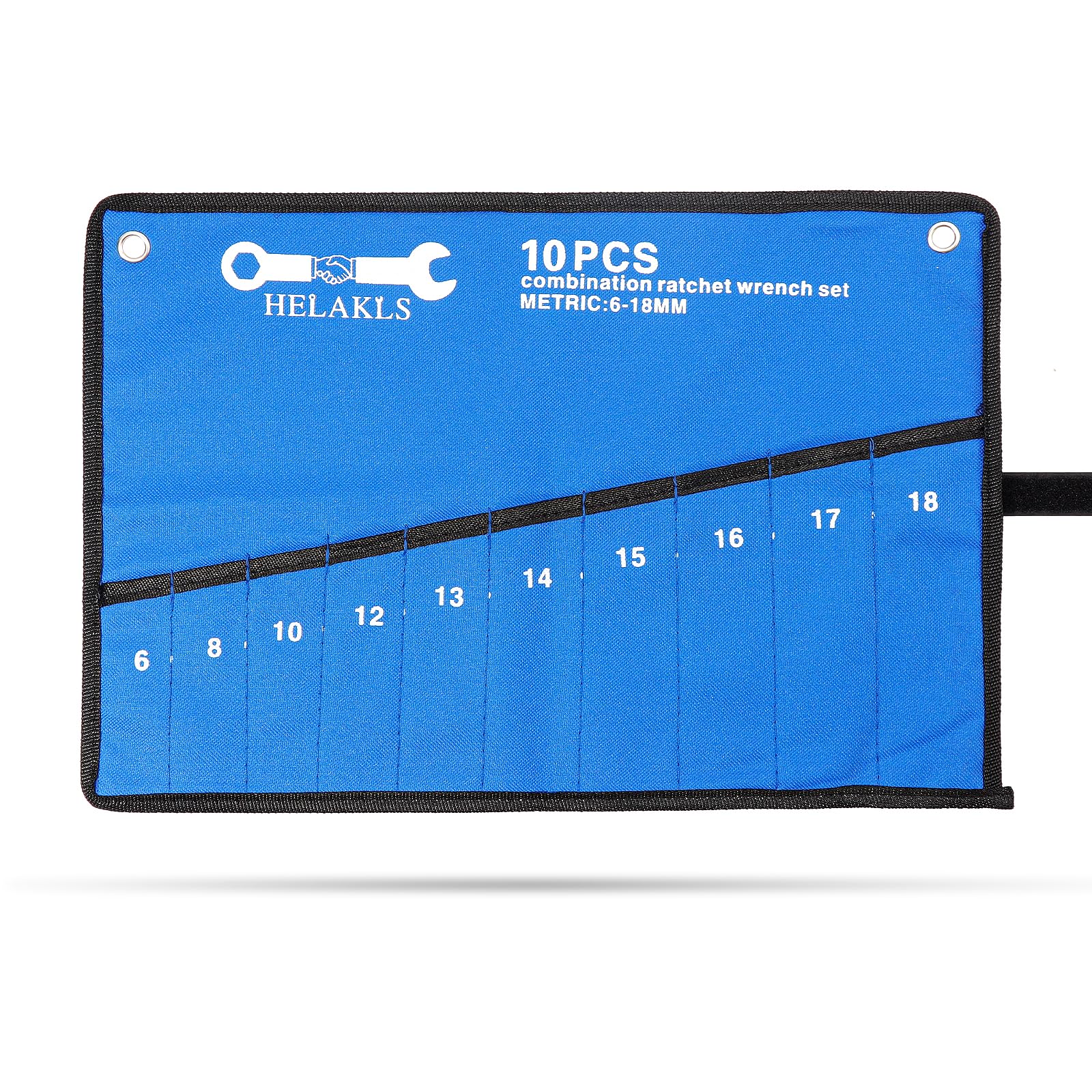 HELAKLS 10 Pockets Metric Wrench Tool Roll Up Pouch Utility Heavy Duty ...