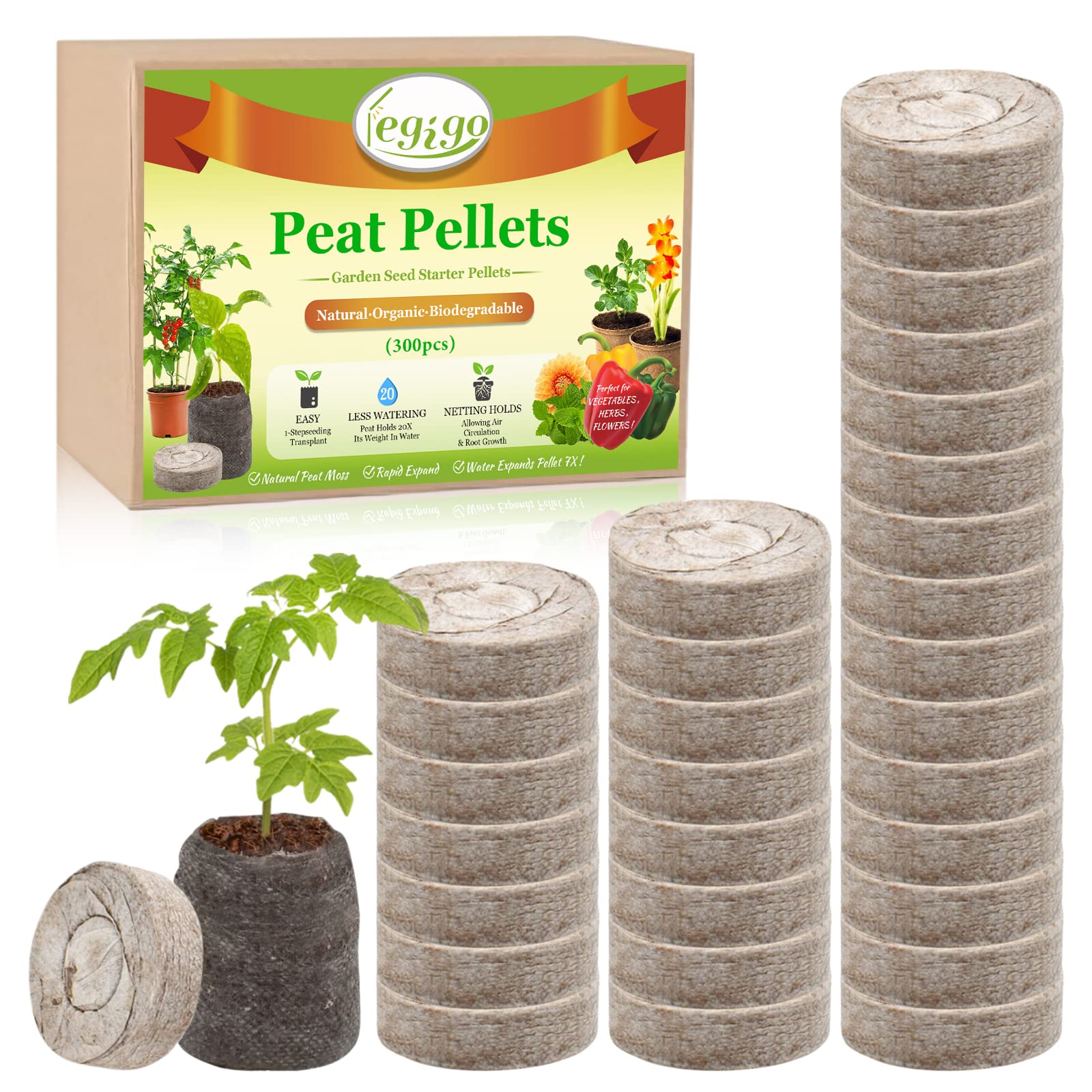 Snapklik.com : 300 Pcs 30mm Peat Pellets Starter Pods, Compressed ...