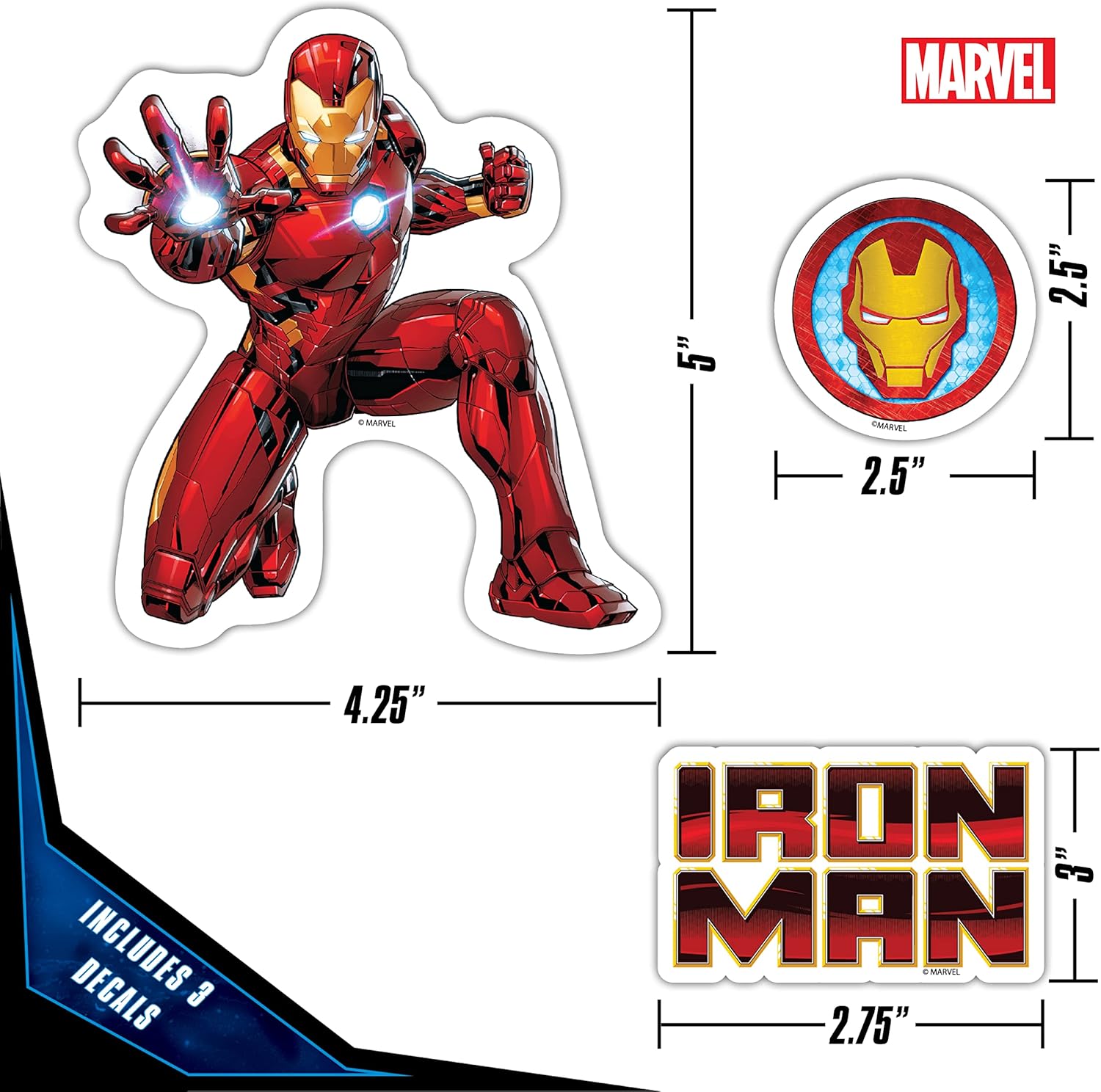 Marvel Iron Man Vinyl Decals - Set of 3 Outdoor Philippines | Ubuy