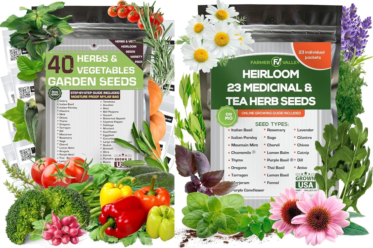 Amazon.com : Heirloom Vegetable and Herb Seeds for Planting - 63 ...