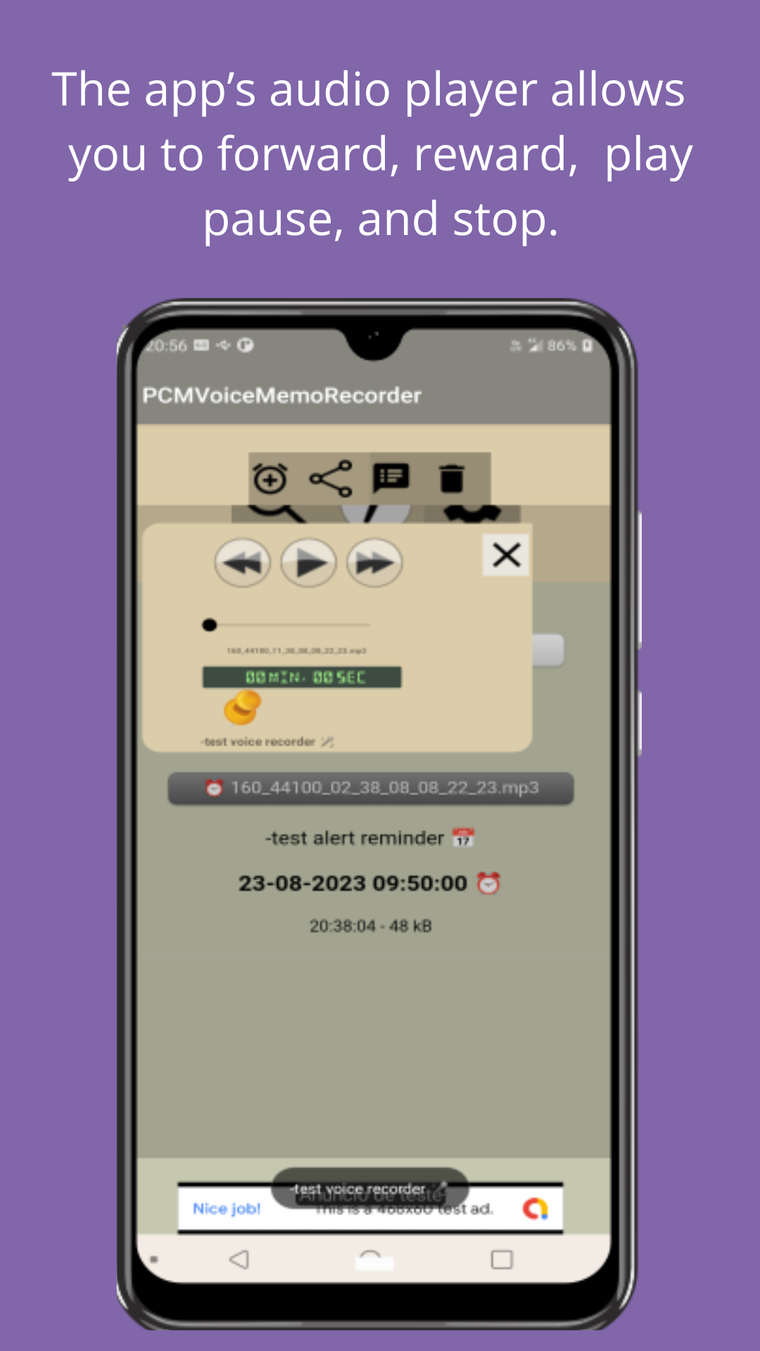 PCM VOICE MEMO RECORDER IS A TWO-IN-ONE APPLICATION, MP3 AUDIO RECORDER ...