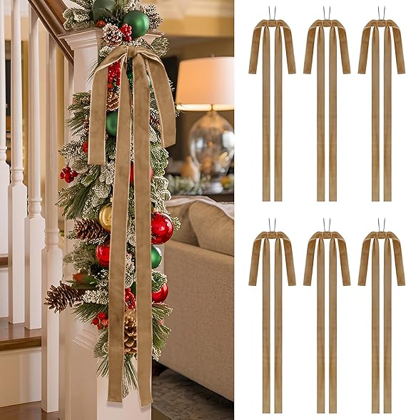 Amazon.com: SIMISI RIBBON Khaki Long Velvet Bows Ornaments for ...
