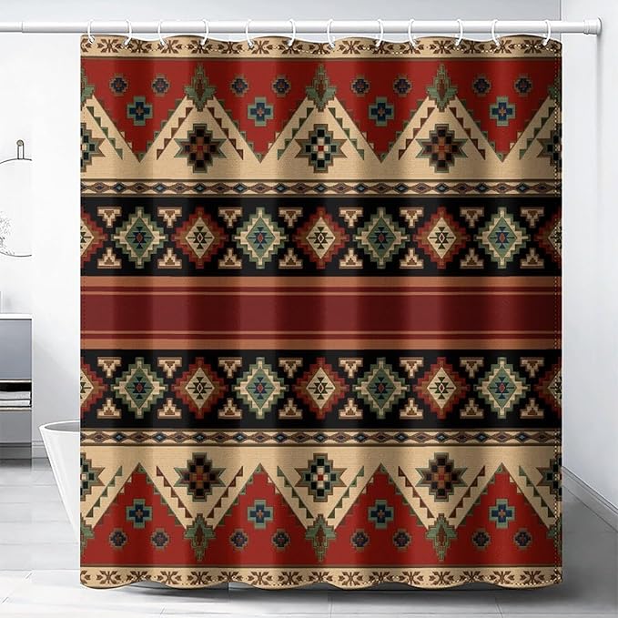 Amazon.com: Llylumty Western Aztec Shower Curtain,Boho Aztec ...