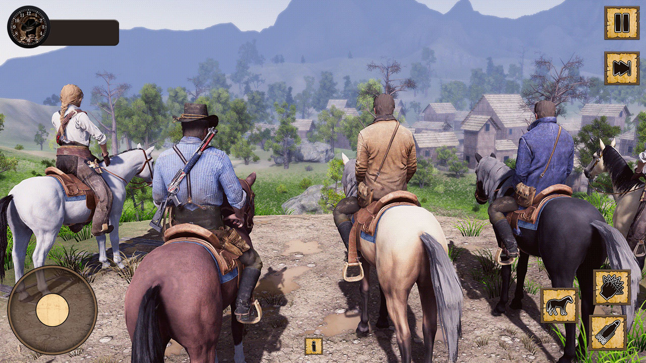 Real Red Cowboy Horse Riding Gunfighter: Wild Western Gangster Shooting ...