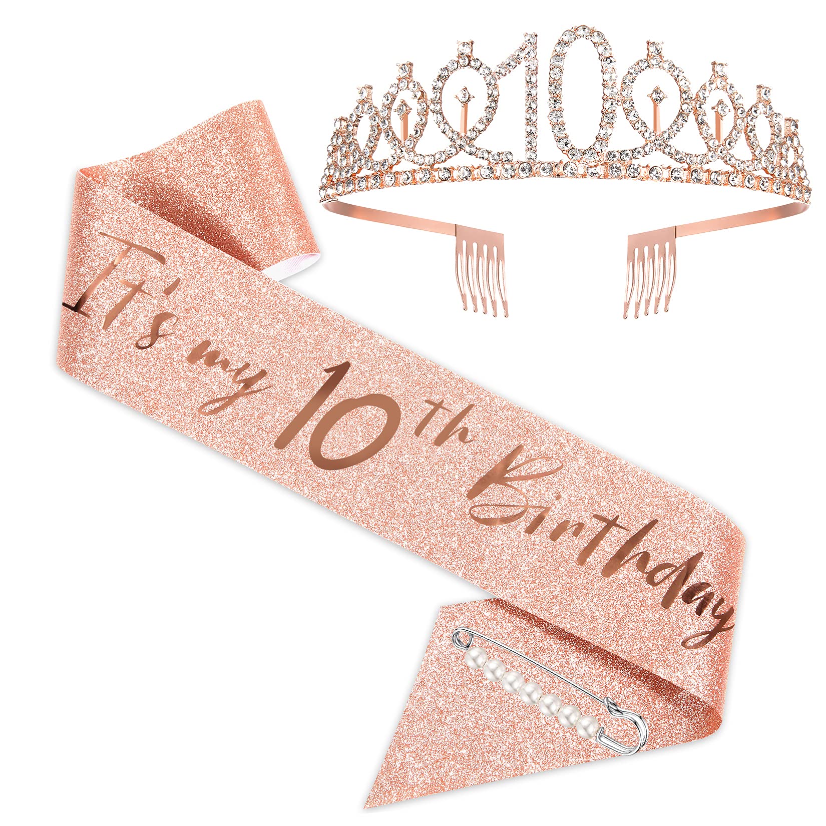 Buy 10th Birthday Sash And Tiara For Girls Rose Gold Birthday Sash 