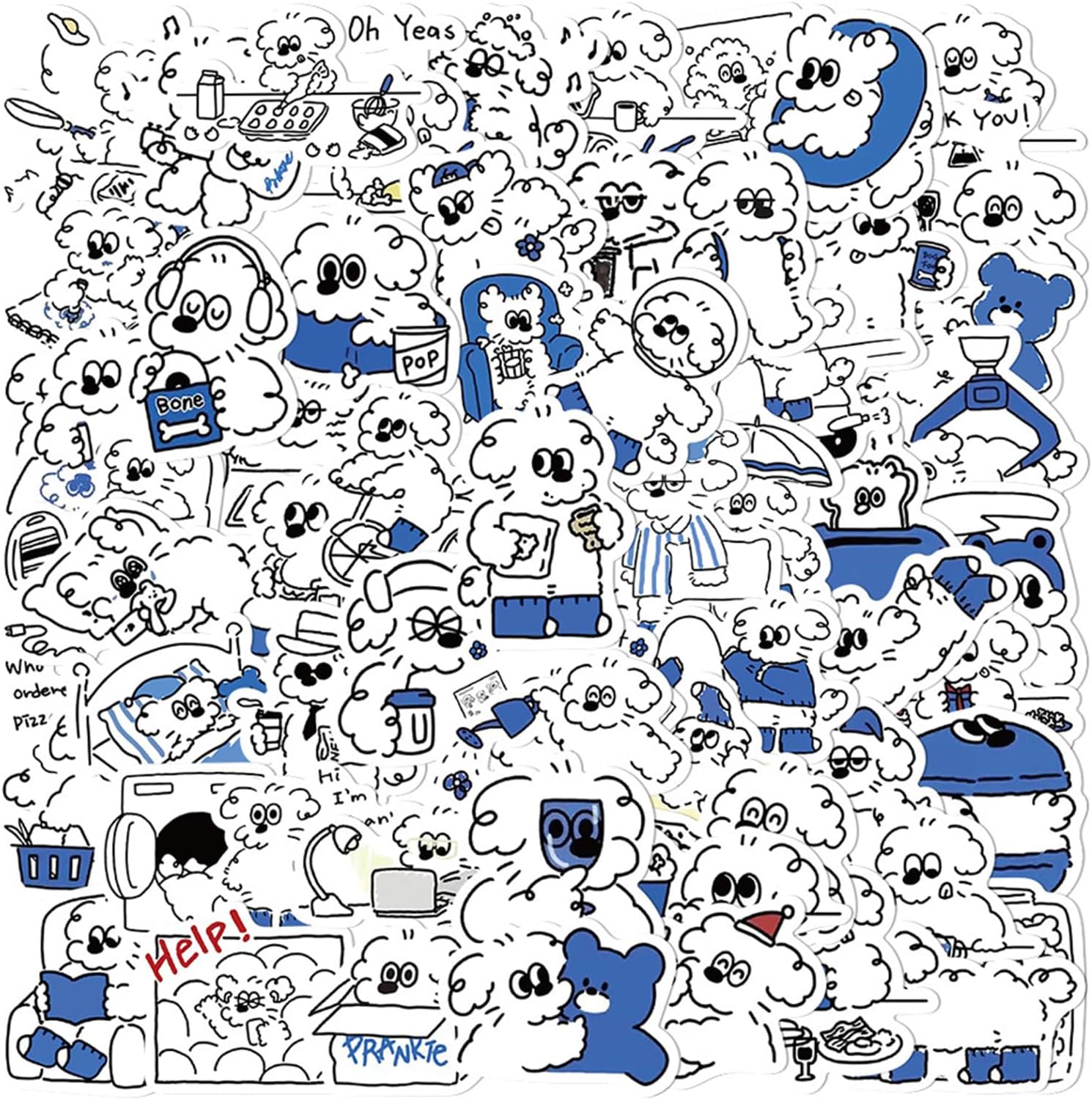 Amazon.co.jp: PRANKiE HOUSE ステッカー 65枚セット プランキー ハウス scooty studio 犬 防水 ...