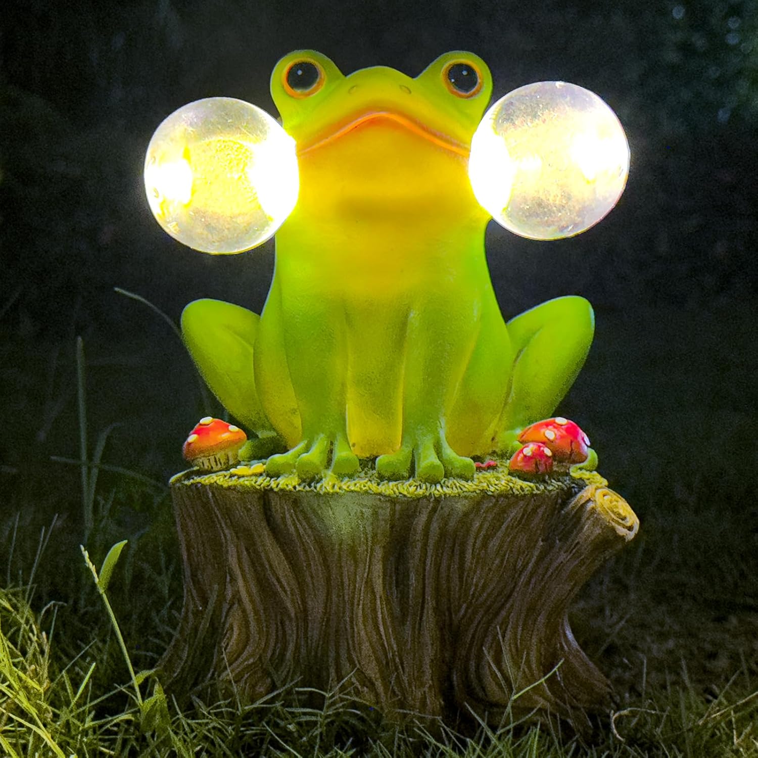 ArtTerpnica Solar Frog Garden Decor for Outside, Frog Stump Mushroom ...