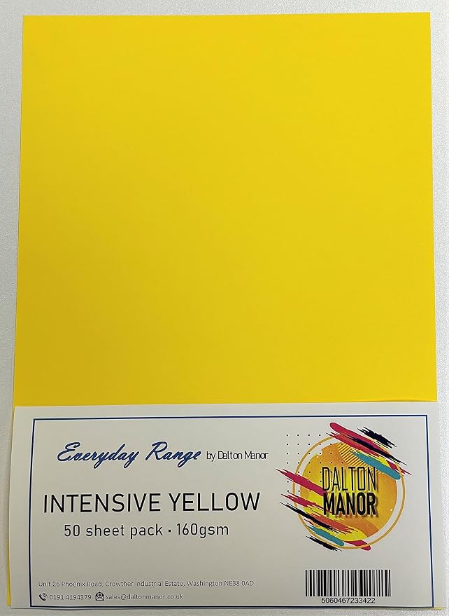 A4 Card 50 Sheet Pack Colour - Intensive Yellow 160gm : Amazon.co.uk ...