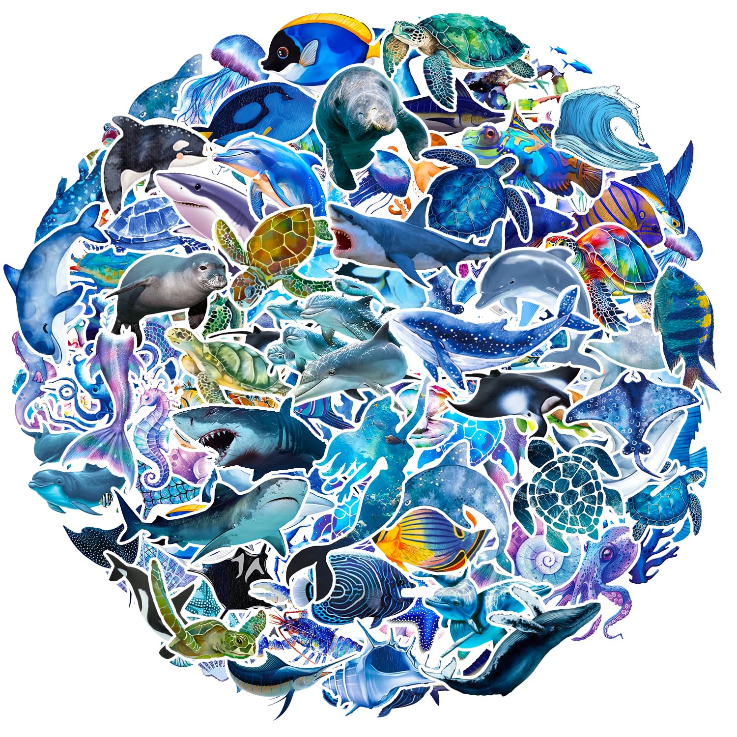 Amazon.com: 104PCS Ocean Animal Stickers, Waterproof Vinyl Sea Creature ...