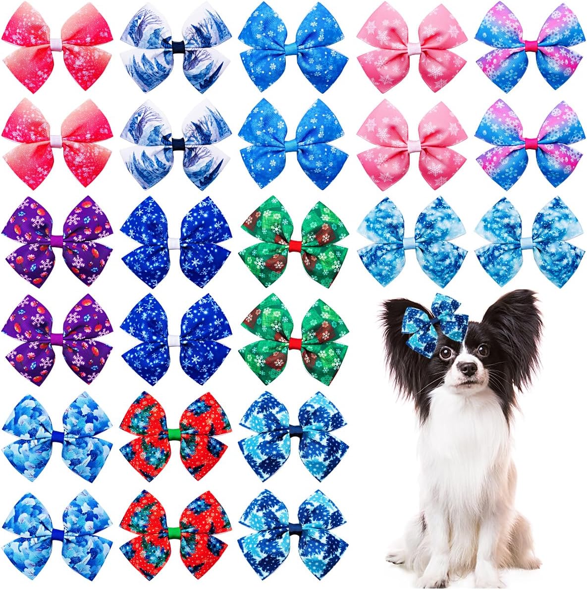 Amazon.com: JpGdn 24Pcs/12 Pairs 4" Big Dog Hair Bows with Rubber Band ...