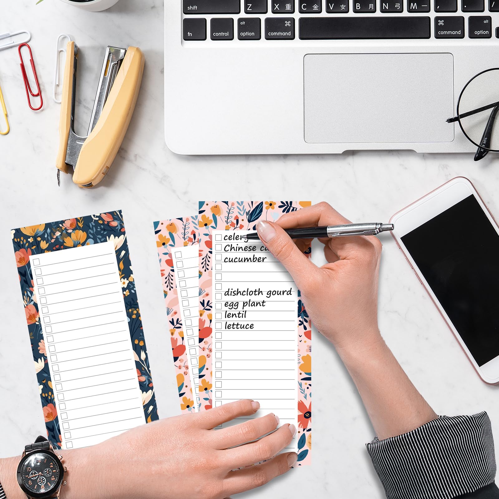 Snapklik.com : Magnetic Fridge Notepads, Floral Design, 4 Packs 200 ...