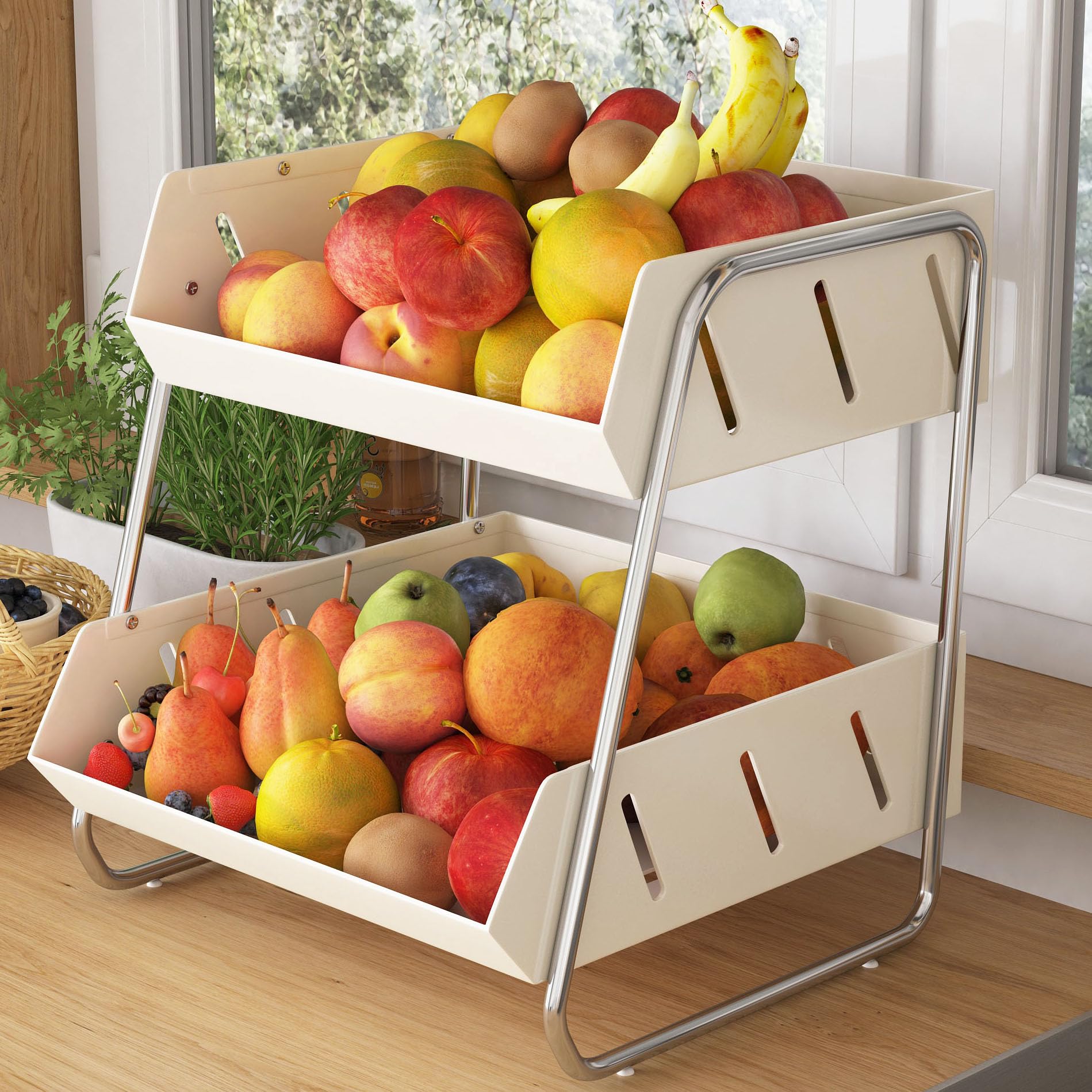 Snapklik.com : COVAODQ Fruit Basket 2 Tier Kitchen Counter For Fruit ...
