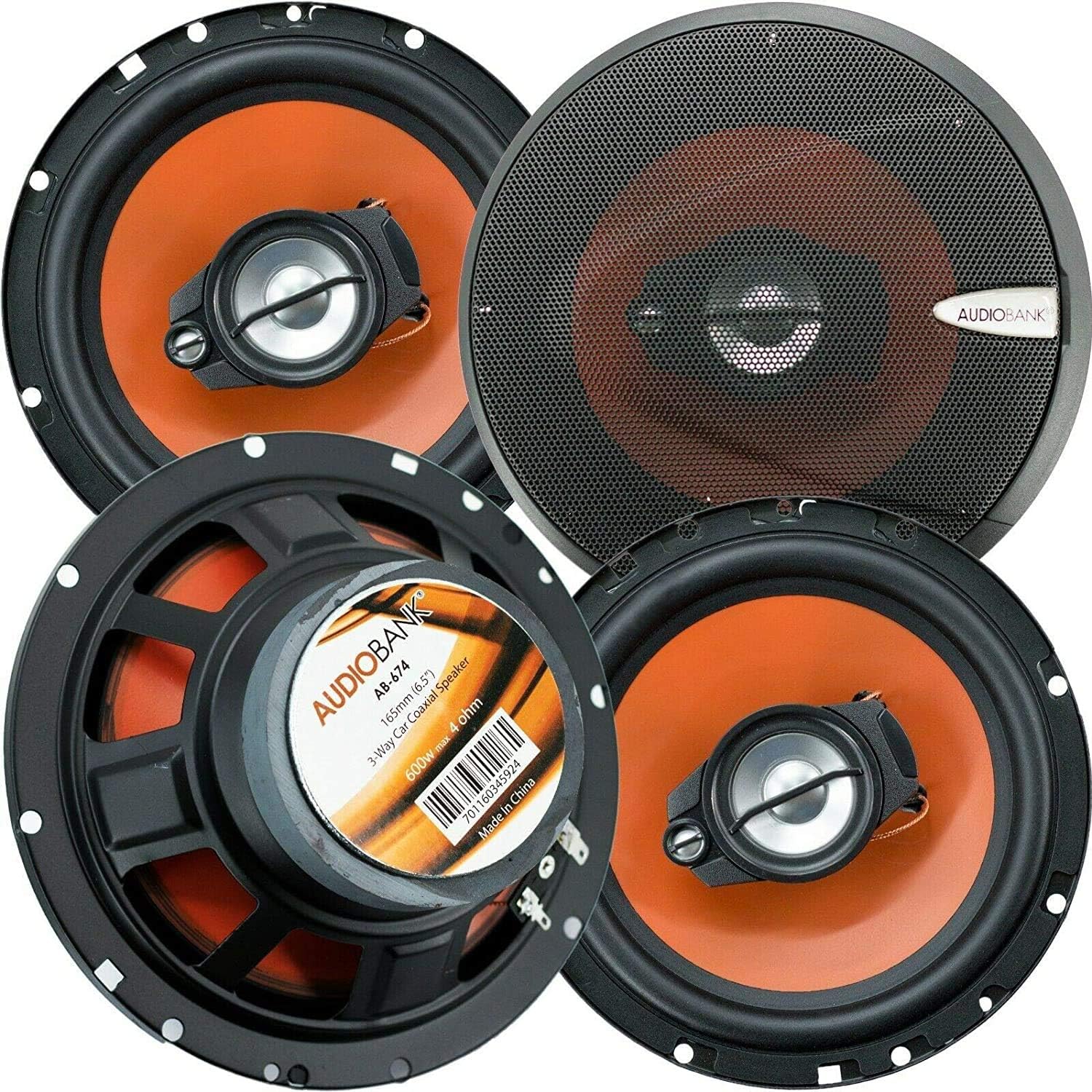 Amazon.com: 2 Pair of Audiobank 6.5" 600 Watt Peak Power 3-Way Orange ...