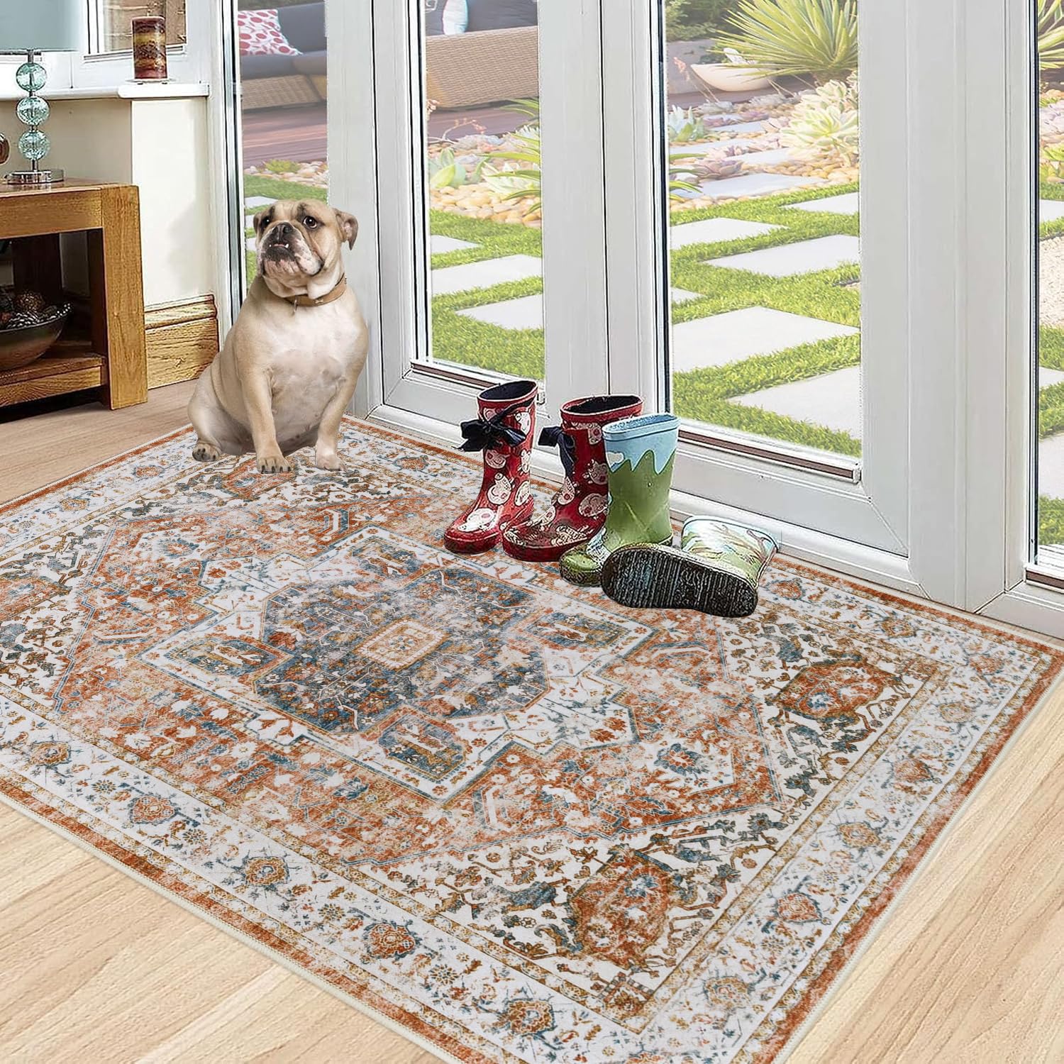 Caknowow Boho Entryway Rugs 3x5 Washable Non Slip Large Front Door Mat ...