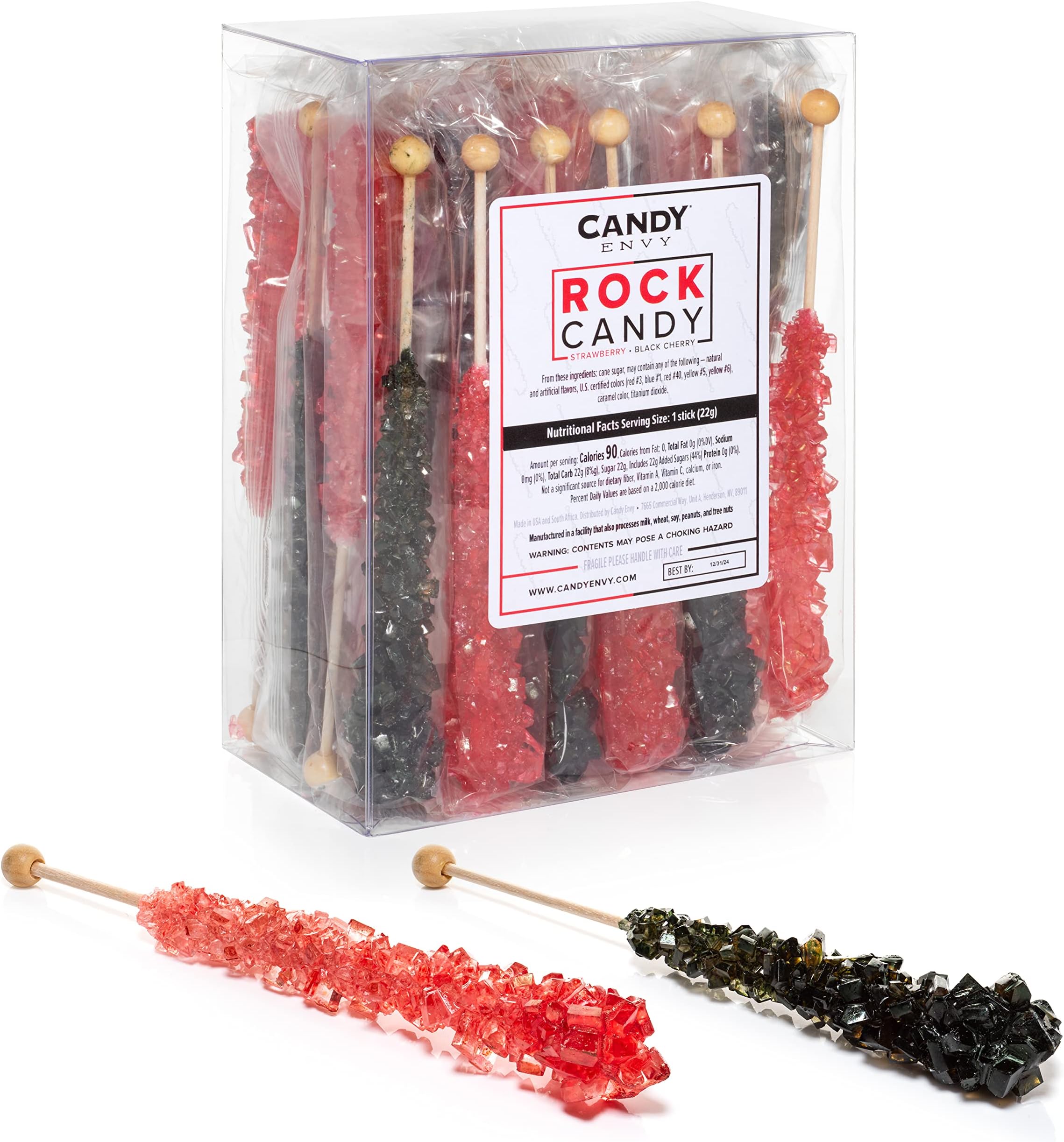 Amazon.com : Candy Envy Black & Red Rock Candy Crystal Sticks - 24 ...