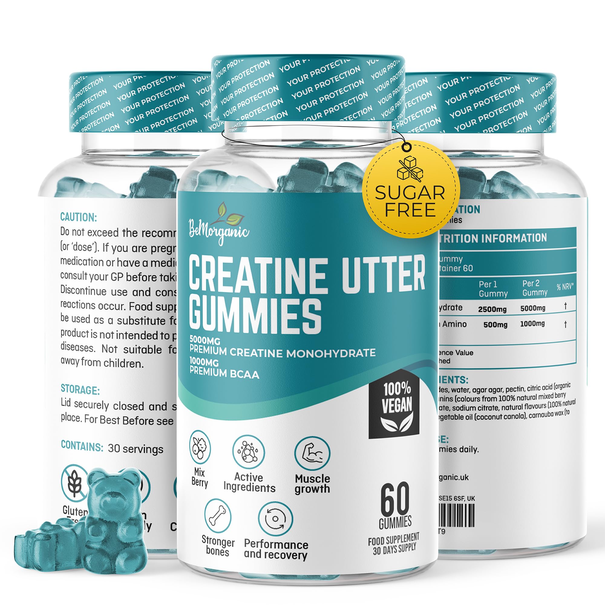 Creatine Gummies - 5000mg Creatine Monohydrate Gummies - 1000mg BCAAs ...