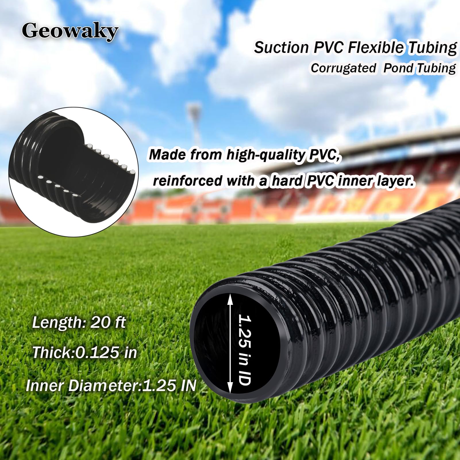 Snapklik.com : Pond Tubing,1-1/4inch PVC Flexible Pond Hose, Black ...