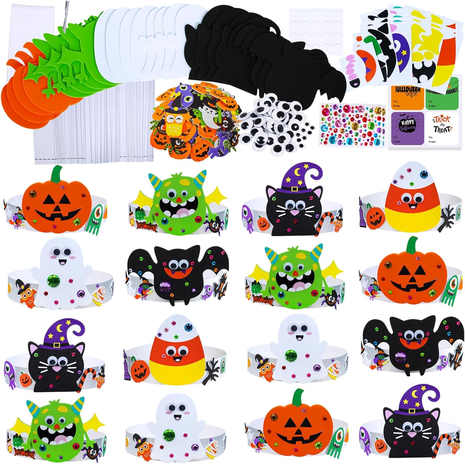 Amazon.com: Winlyn 24 Sets Halloween Headbands Craft Kits Crown Art ...