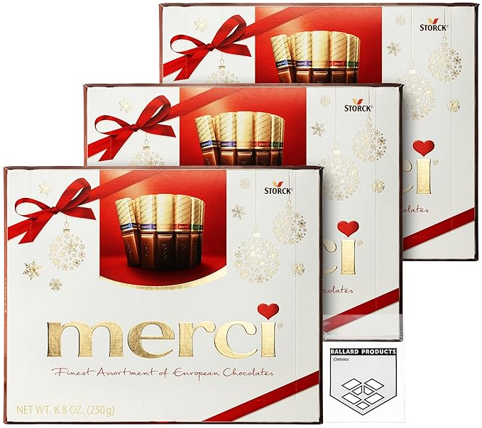Amazon.com : Merci Chocolates Gift Box Holiday Bulk Pack of 3 Boxes ...