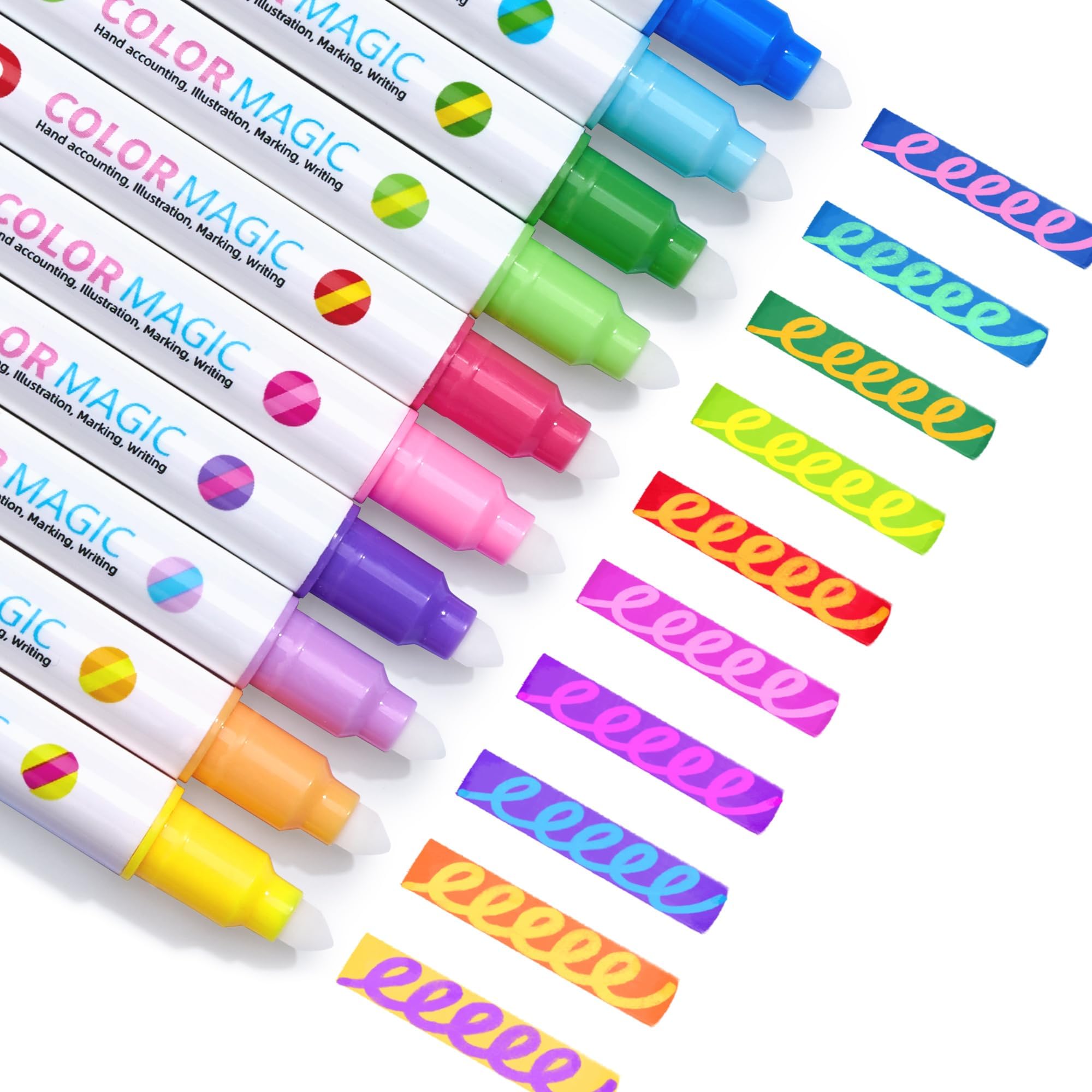 Amazon.com: JoyCat 10 Color Changing Highlighter Pens,Dual Tip Magic ...