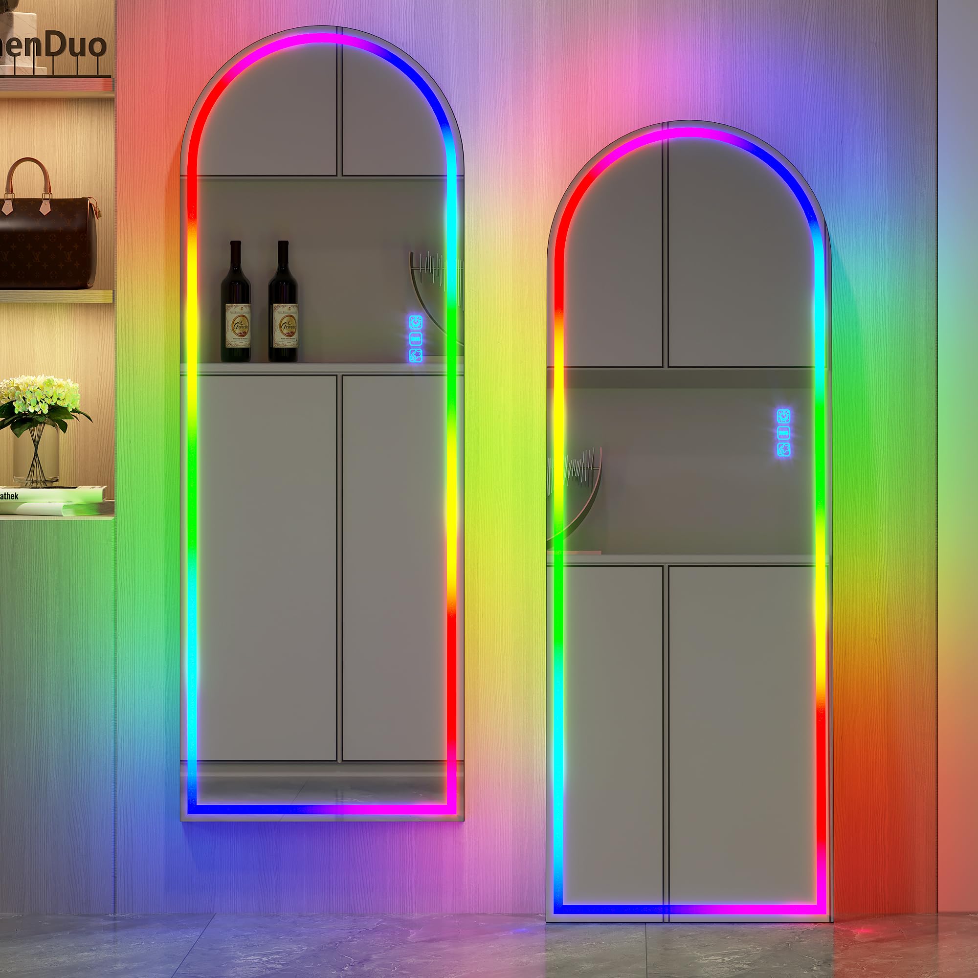 Amazon.com: LVSOMT Arch Full Length Mirror with RGB LED Lights, Wall ...