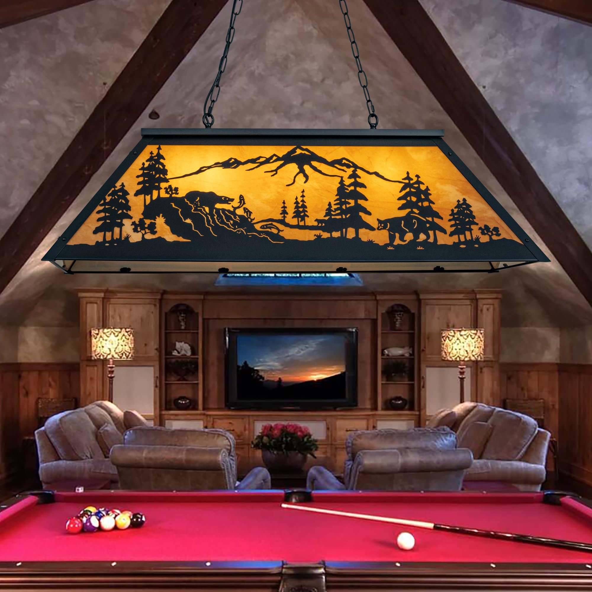Rustic Billiard Lighting Fort Rock Rawhide Pendant Lighting Rustic