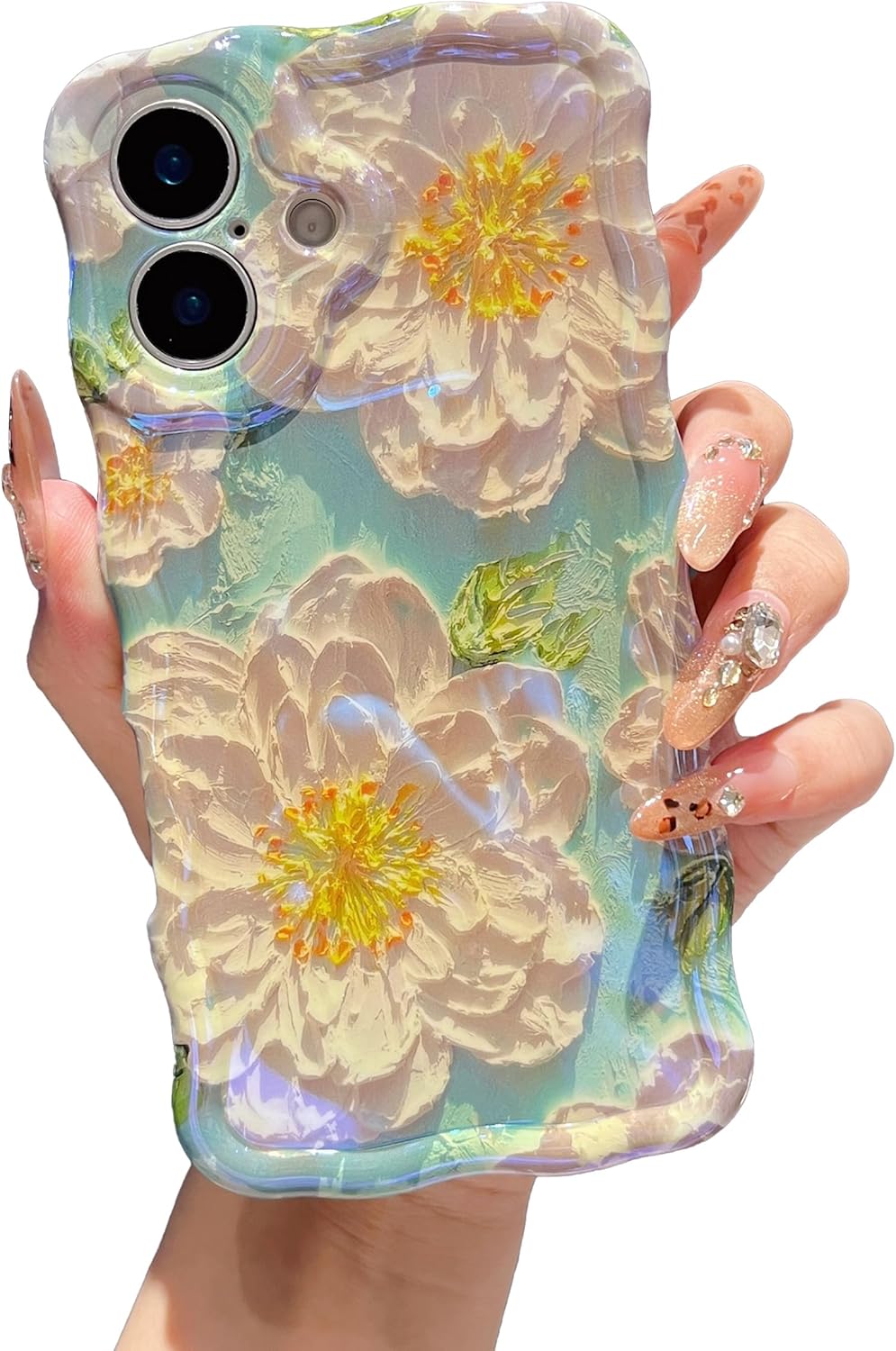 Amazon.com: XIZYO Case for iPhone 16, Colorful Retro Oil Painting Flower Cute Floral Aesthetic ...