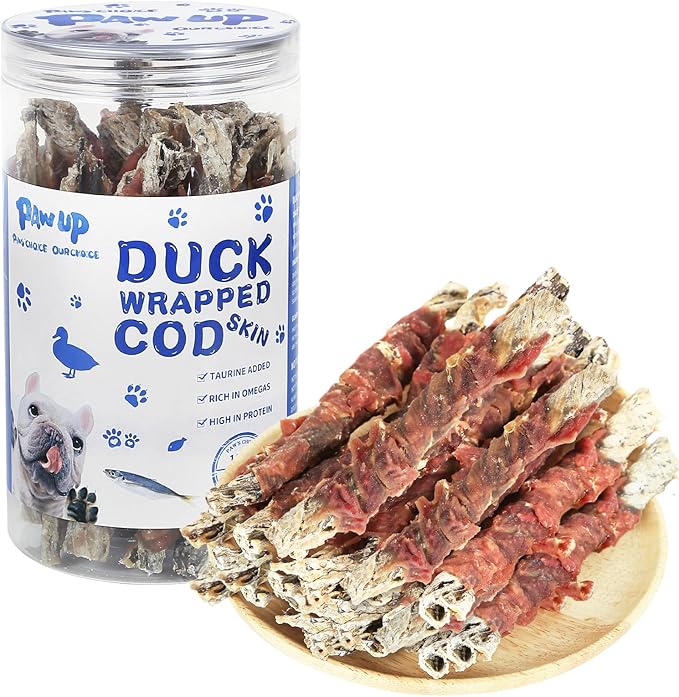 Amazon.com : PAWUP Cod Skin Dog Treats with Duck Dog Snacks High ...