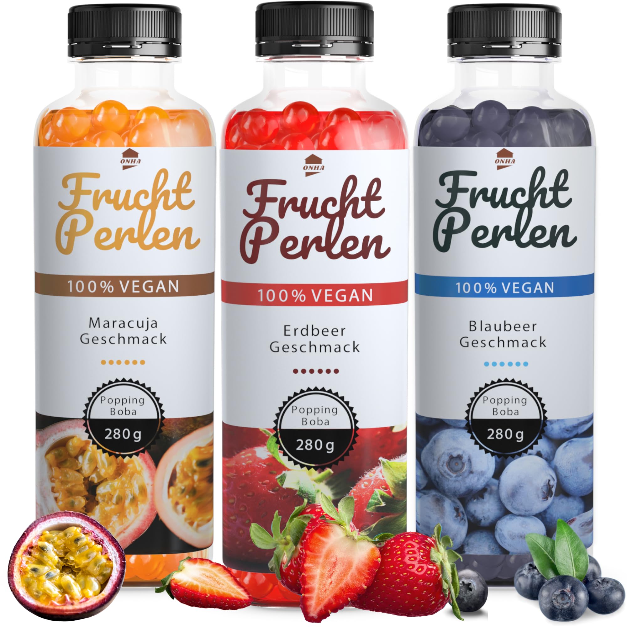 ONHA Bubble Tea Perlen Set - 3er Pack Bubble Tea Set mit Popping Boba ...