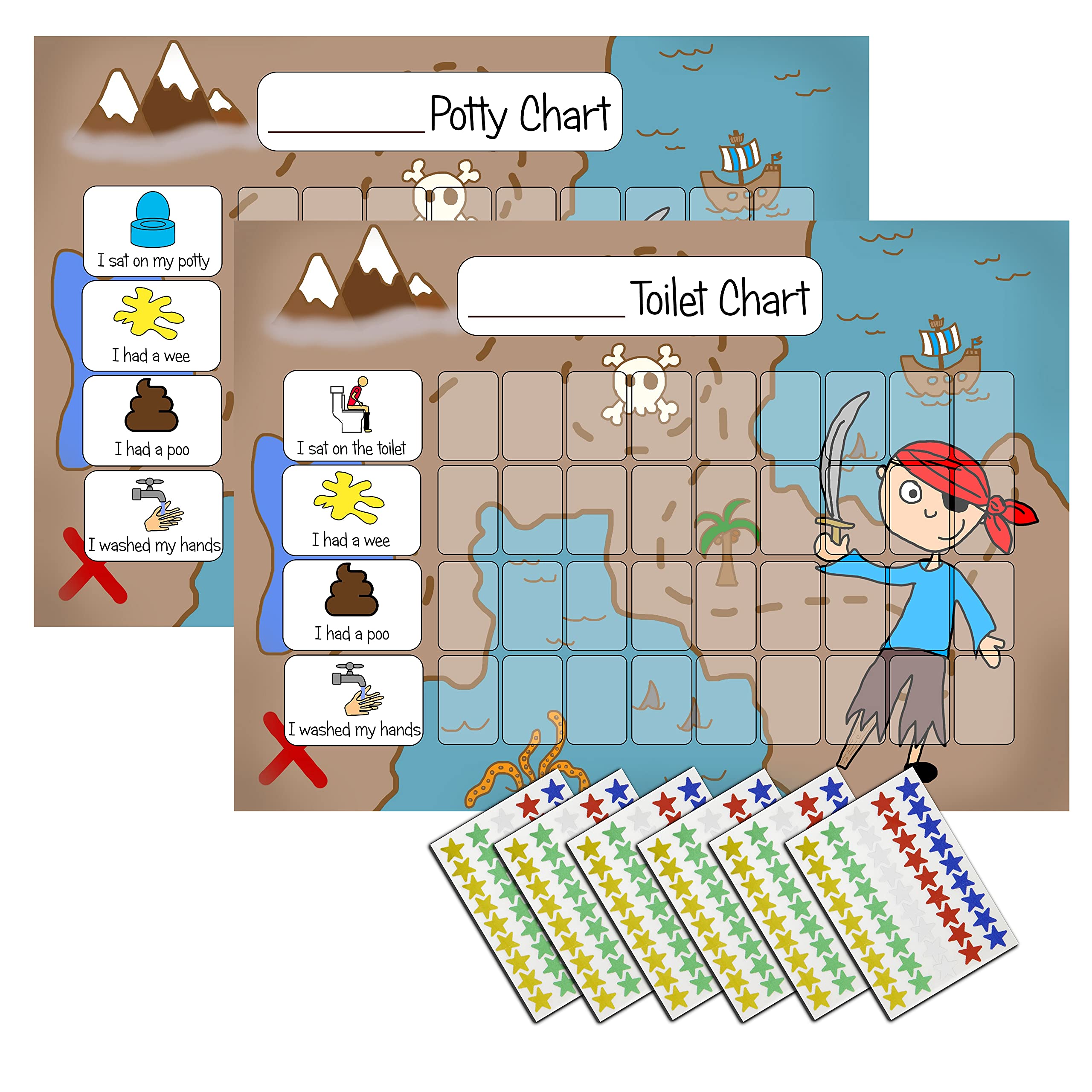 Pirate Potty Training Reward Chart Toilet Training Chart For Toddlers ...