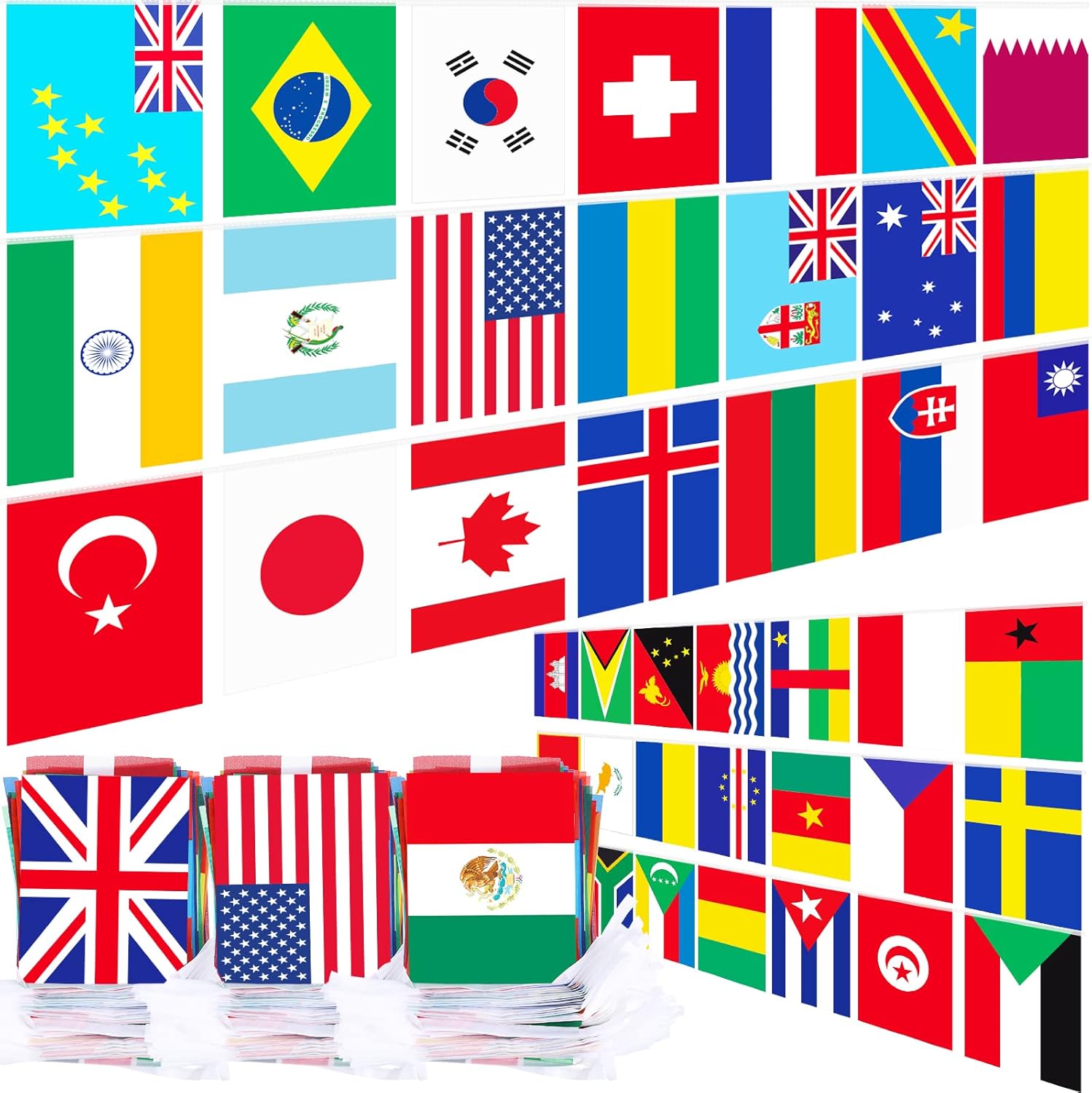 Amazon.com: 3 Sets 200 Countries Flags of The World 492 Feet ...