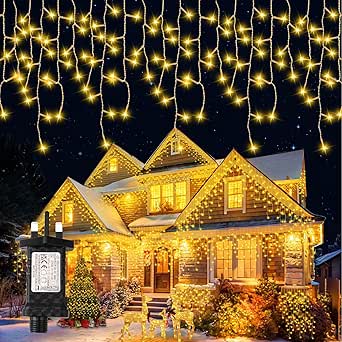 Possily Icicle Outdoor Christmas Lights, 200 LED 6.4+5M Icicle Lights ...